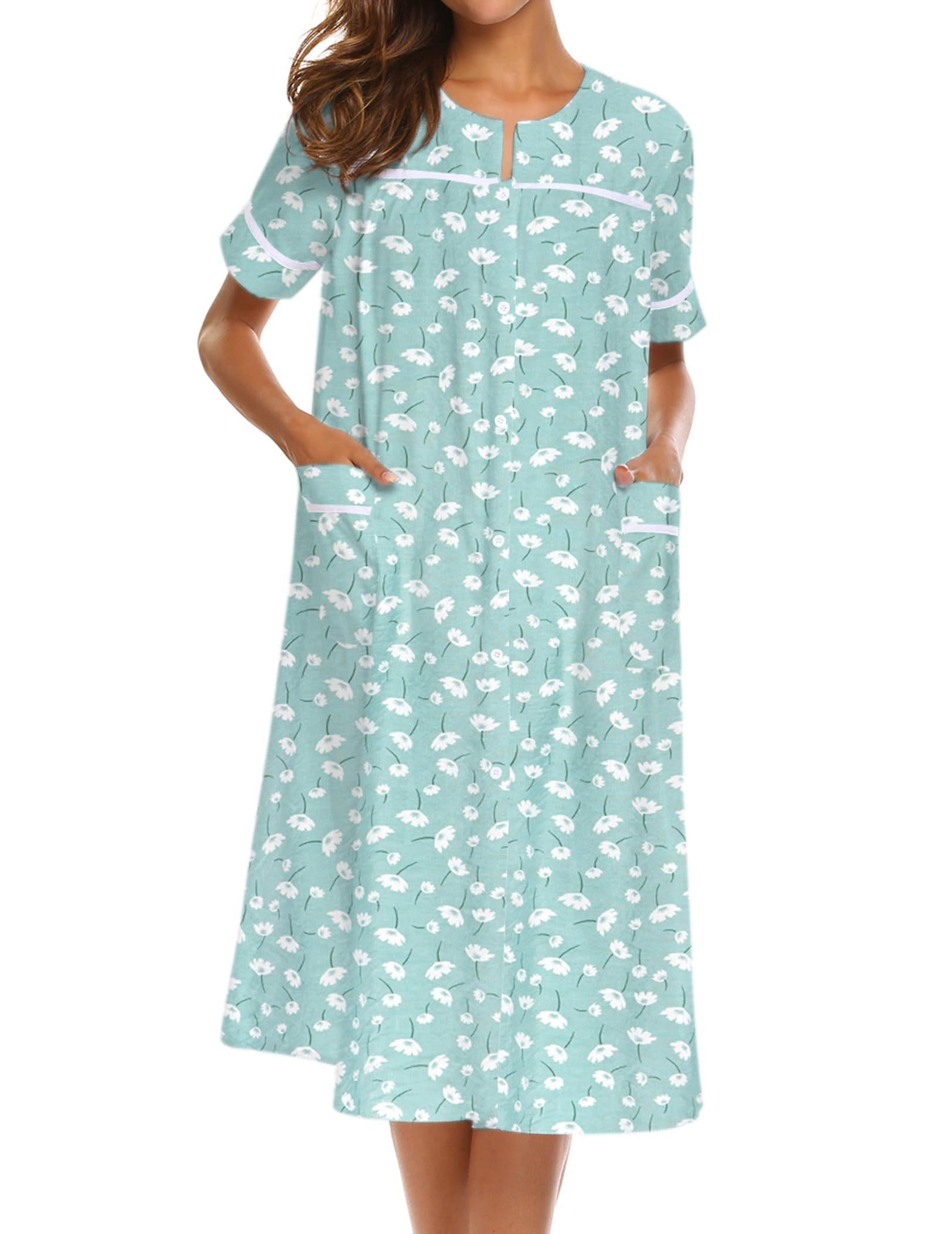 Ekouaer House Dress for Women with Pockets Button Down Duster Housecoat ...
