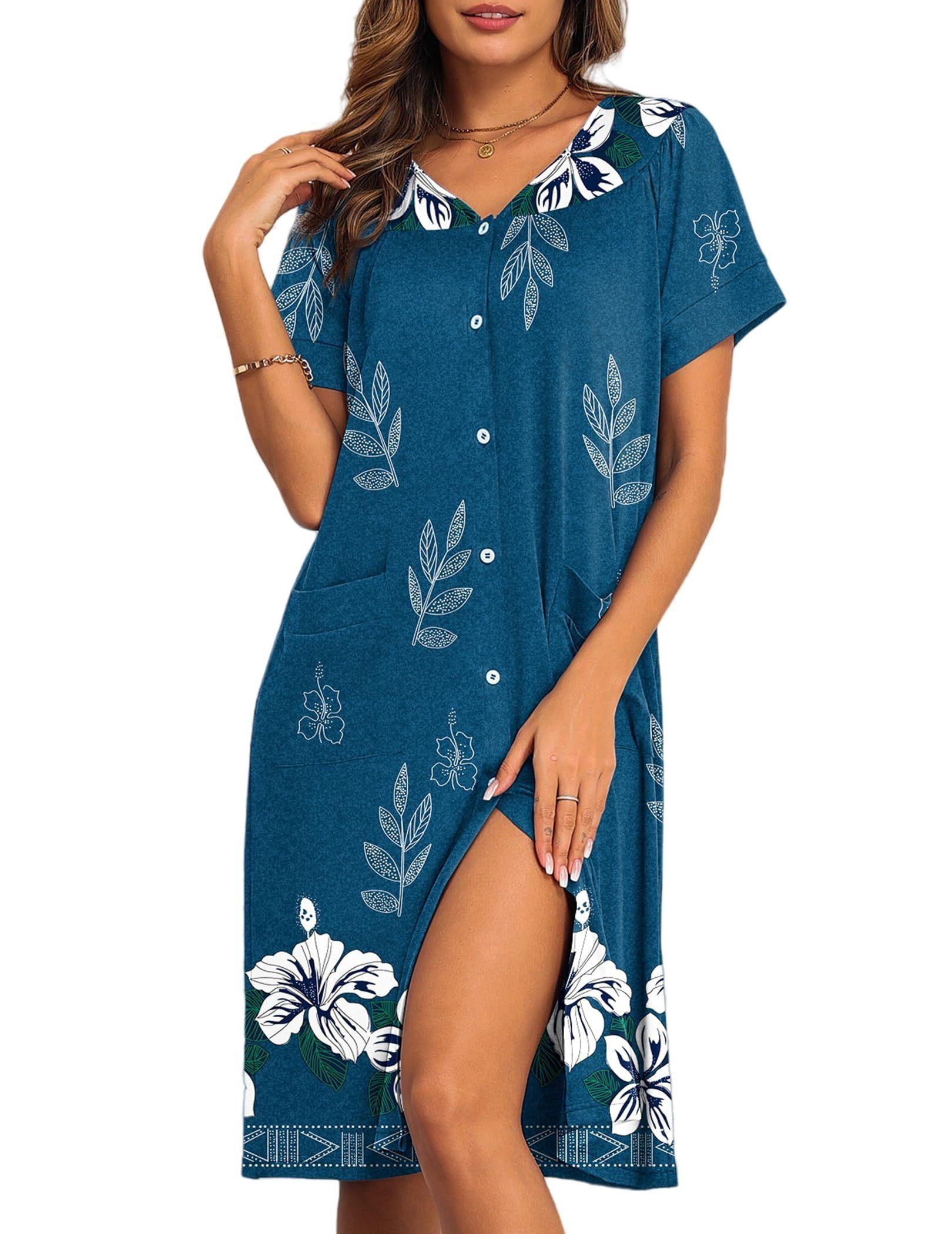 Ekouaer House Dresses for Women with Pockets Button Down Nightgowns ...