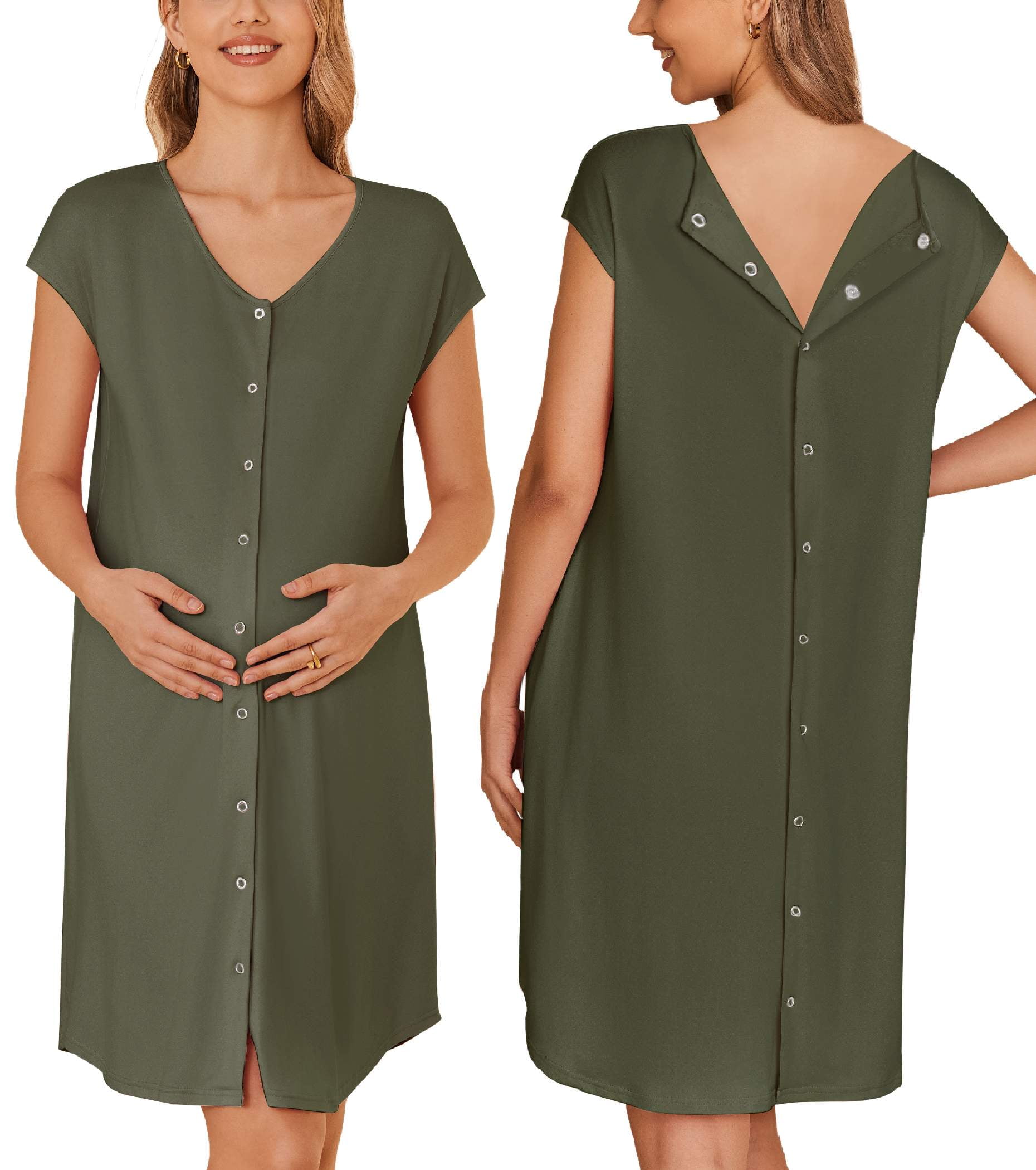 Ekouaer Labor and Delivery Gown Maternity Dress Nursing Nightgown ...