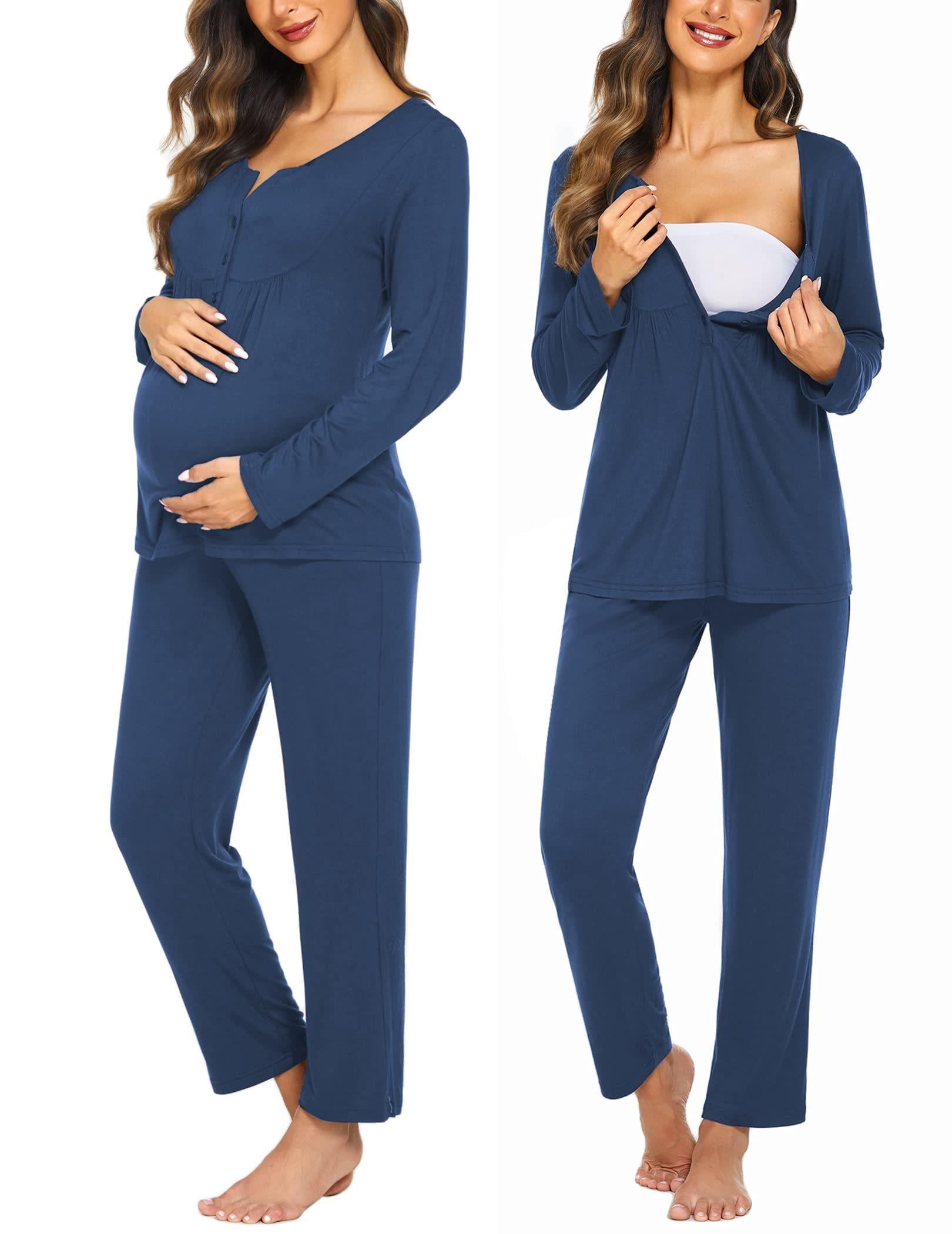 Ekouaer Maternity Nursing Pajama Sets Labor Delivery Pjs Long Sleeve ...