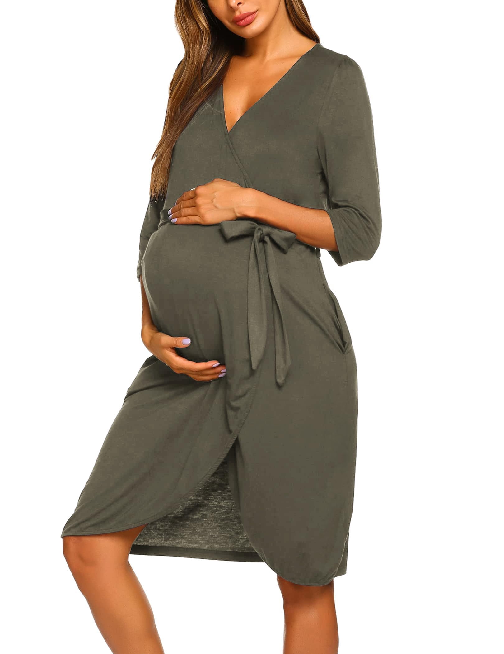 Ekouaer Maternity Robe Nursing Robes for Hospital Labor Delivery V Neck ...