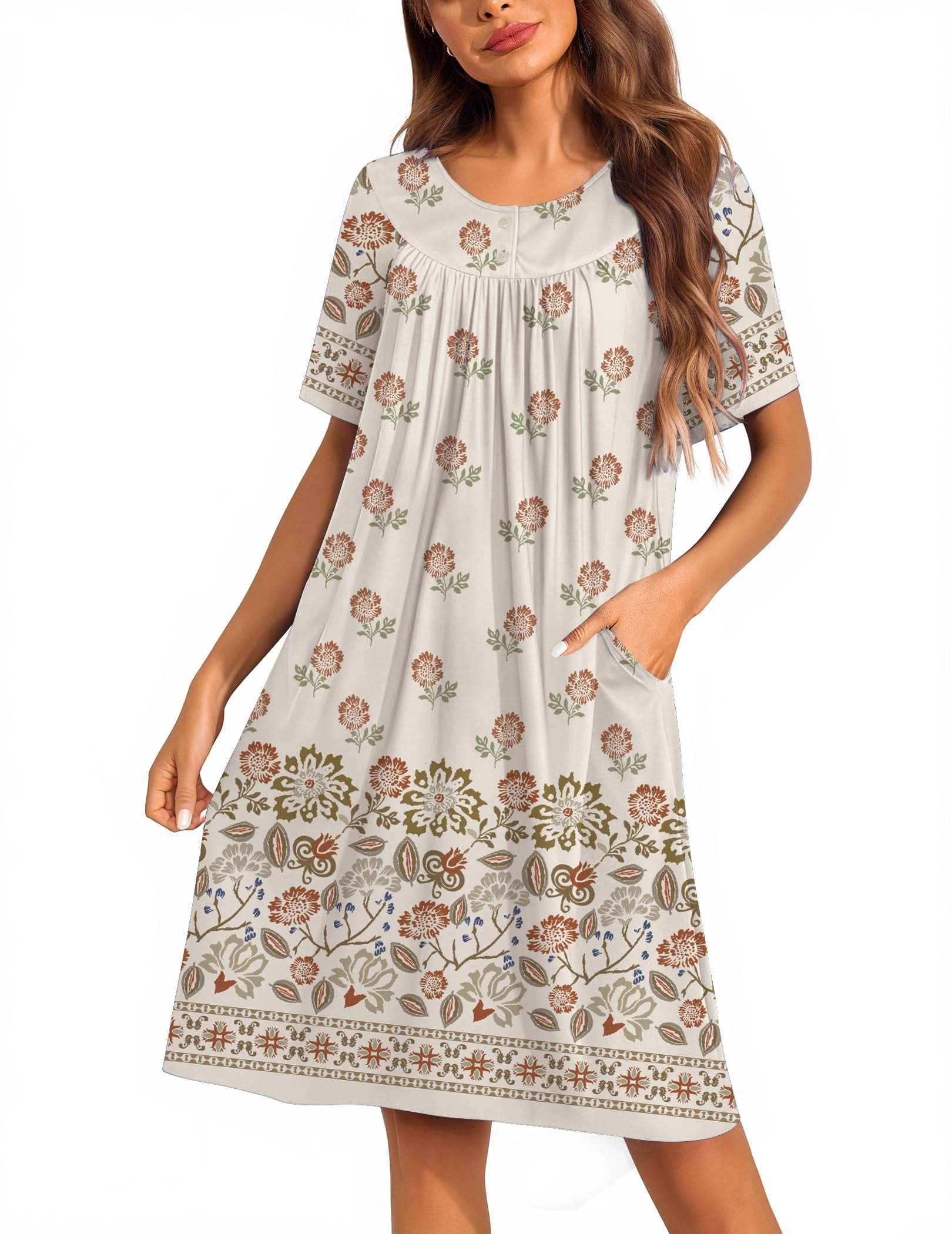 Ekouaer Moo Moos for Women Button House Dresses with Pockets Mumu ...