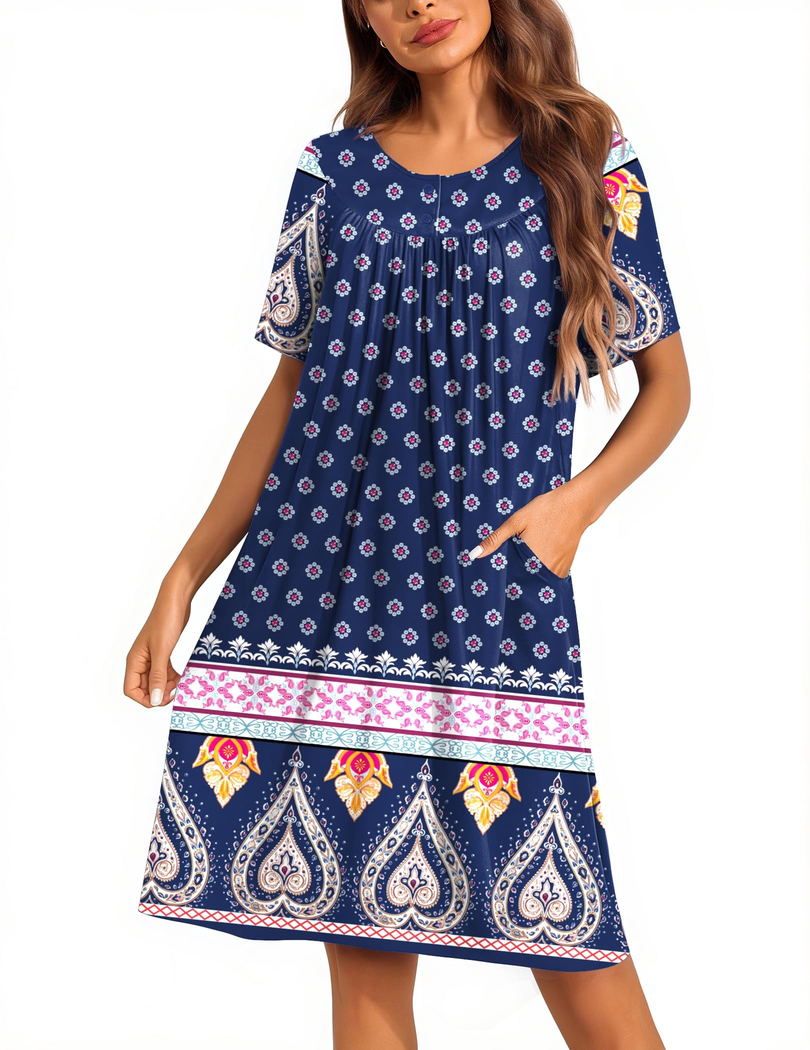Ekouaer Moo Moos for Women Button House Dresses with Pockets Mumu ...