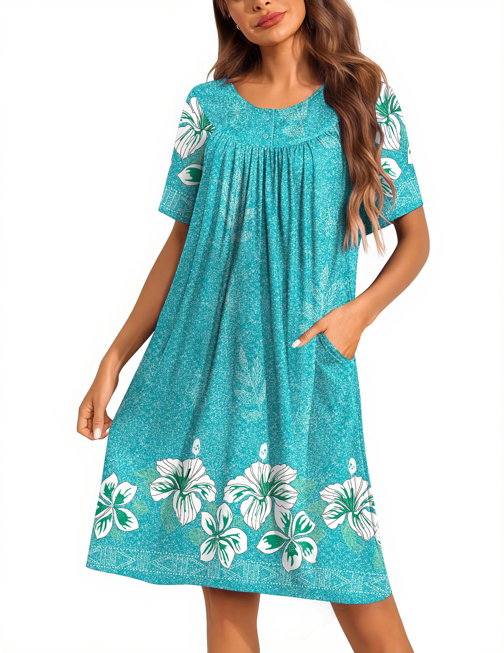 Ekouaer Moo Moos for Women Button House Dresses with Pockets Mumu ...
