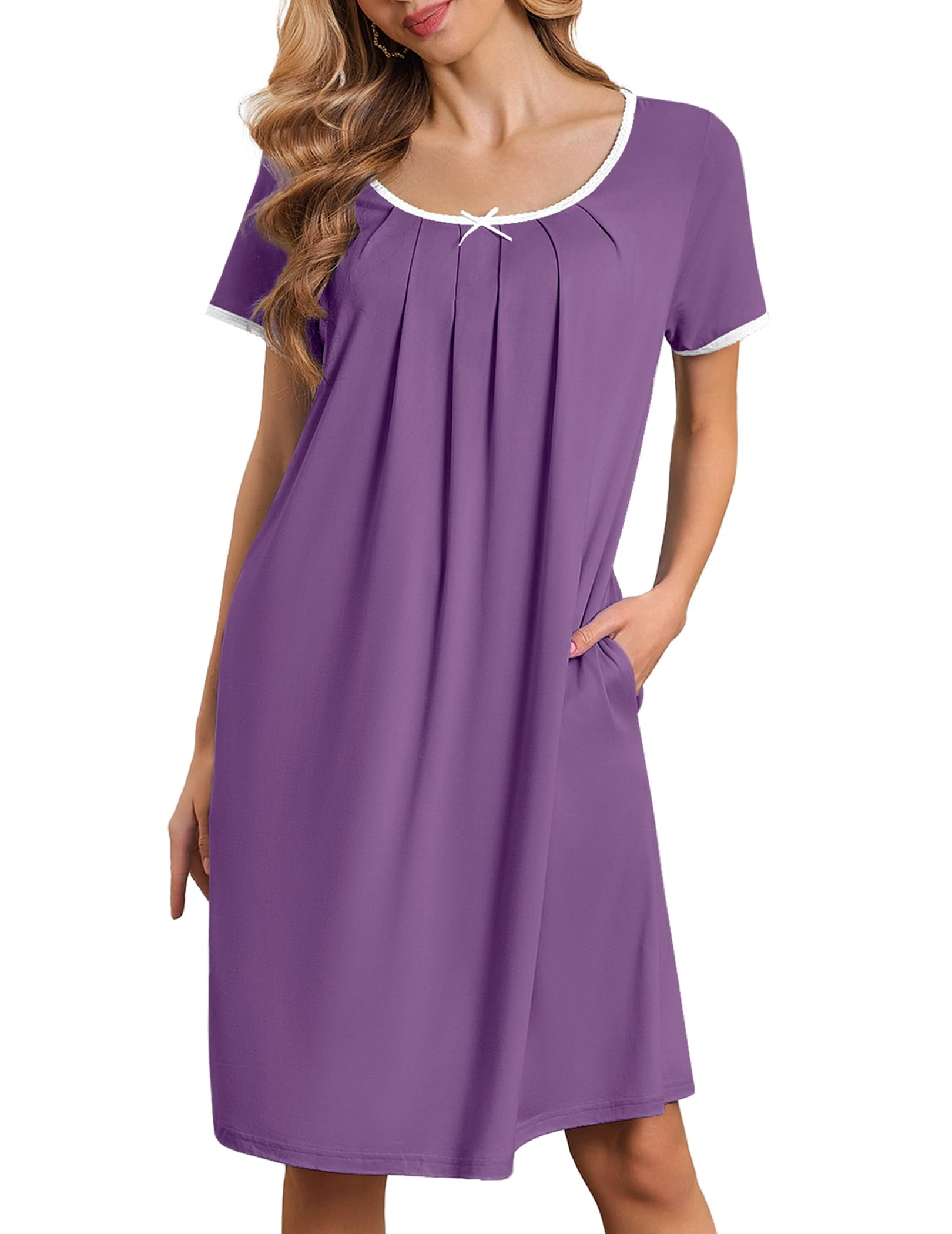 Ekouaer Moo Moos for Women Short Sleeve House Dresses with Pockets ...