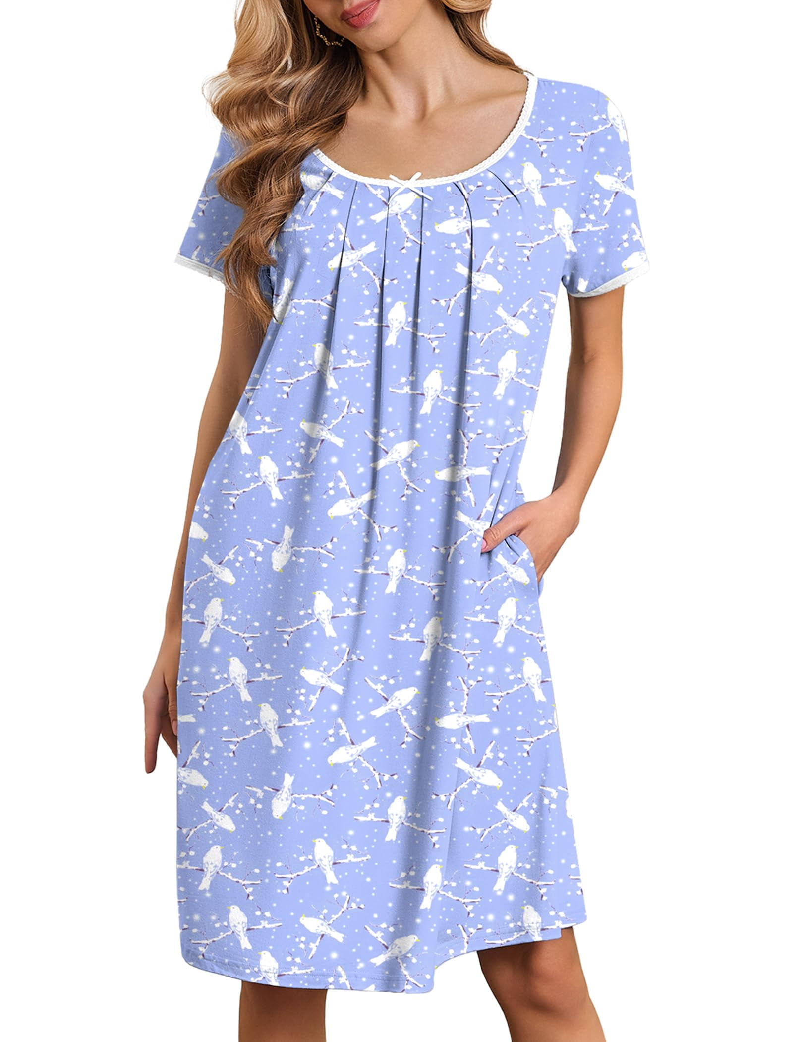 Ekouaer Moo Moos for Women Short Sleeve House Dresses with Pockets ...
