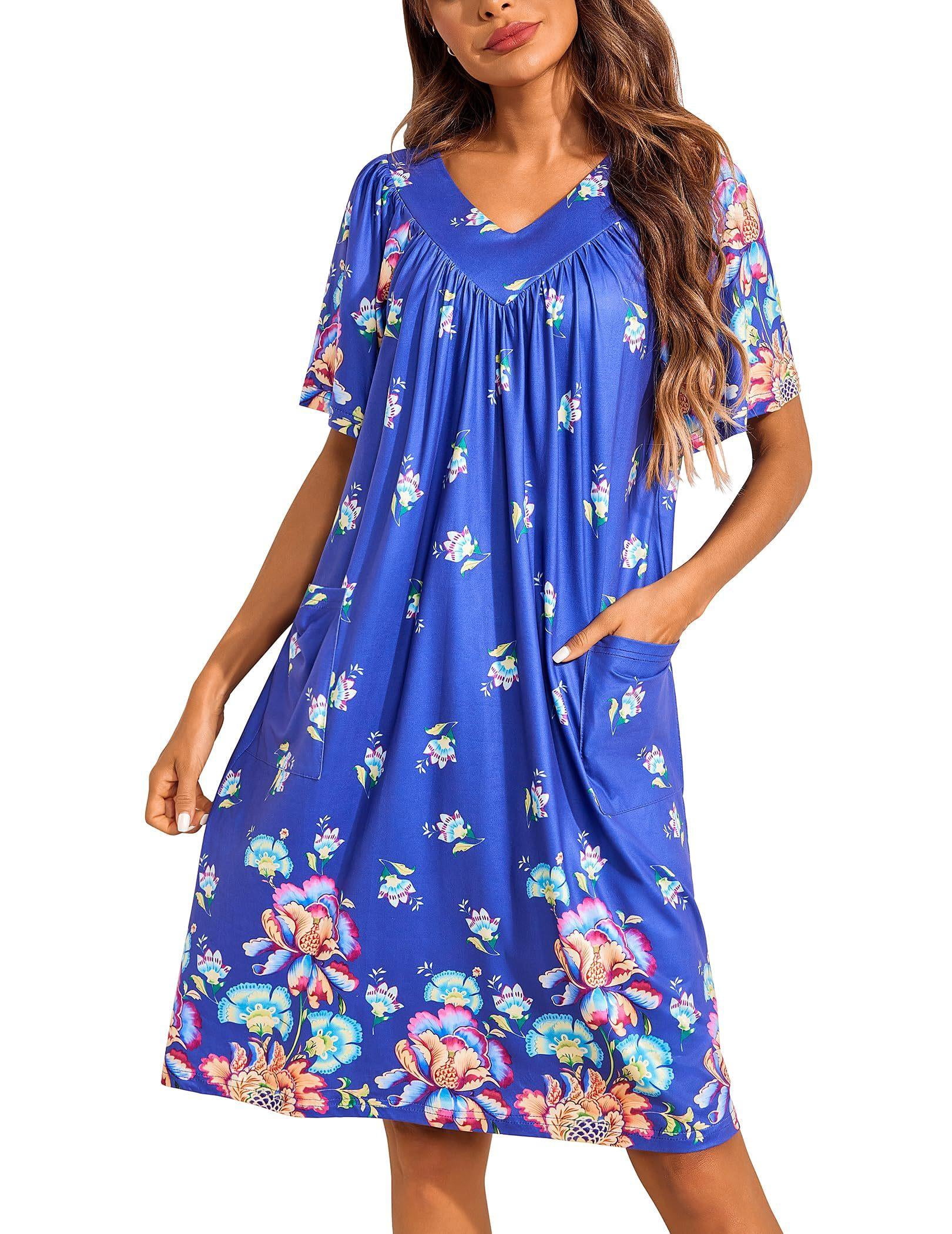 Ekouaer Moo Moos for Wommen Floral Print House Dress with Pockets ...