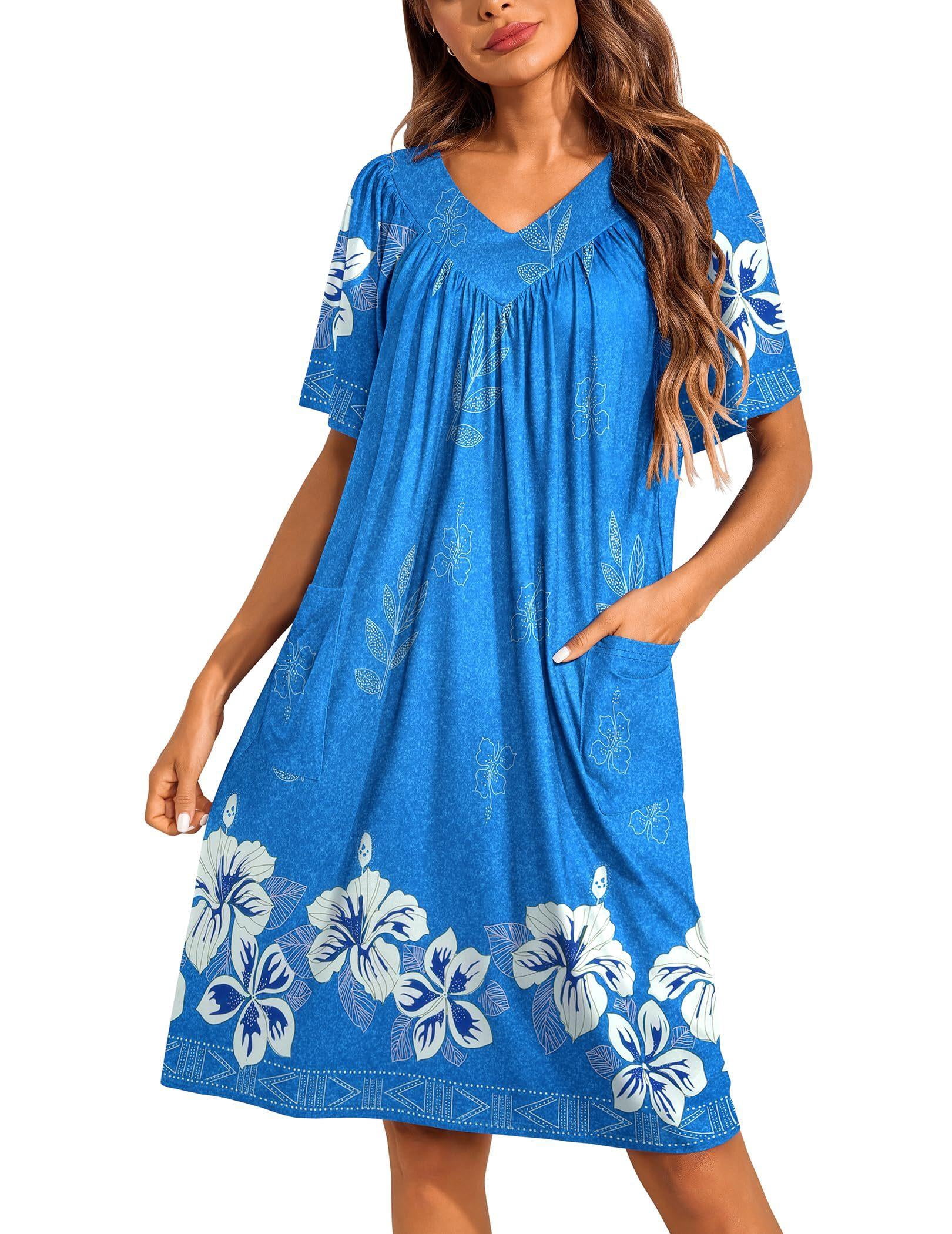 Ekouaer Moo Moos for Wommen Floral Print House Dress with Pockets ...