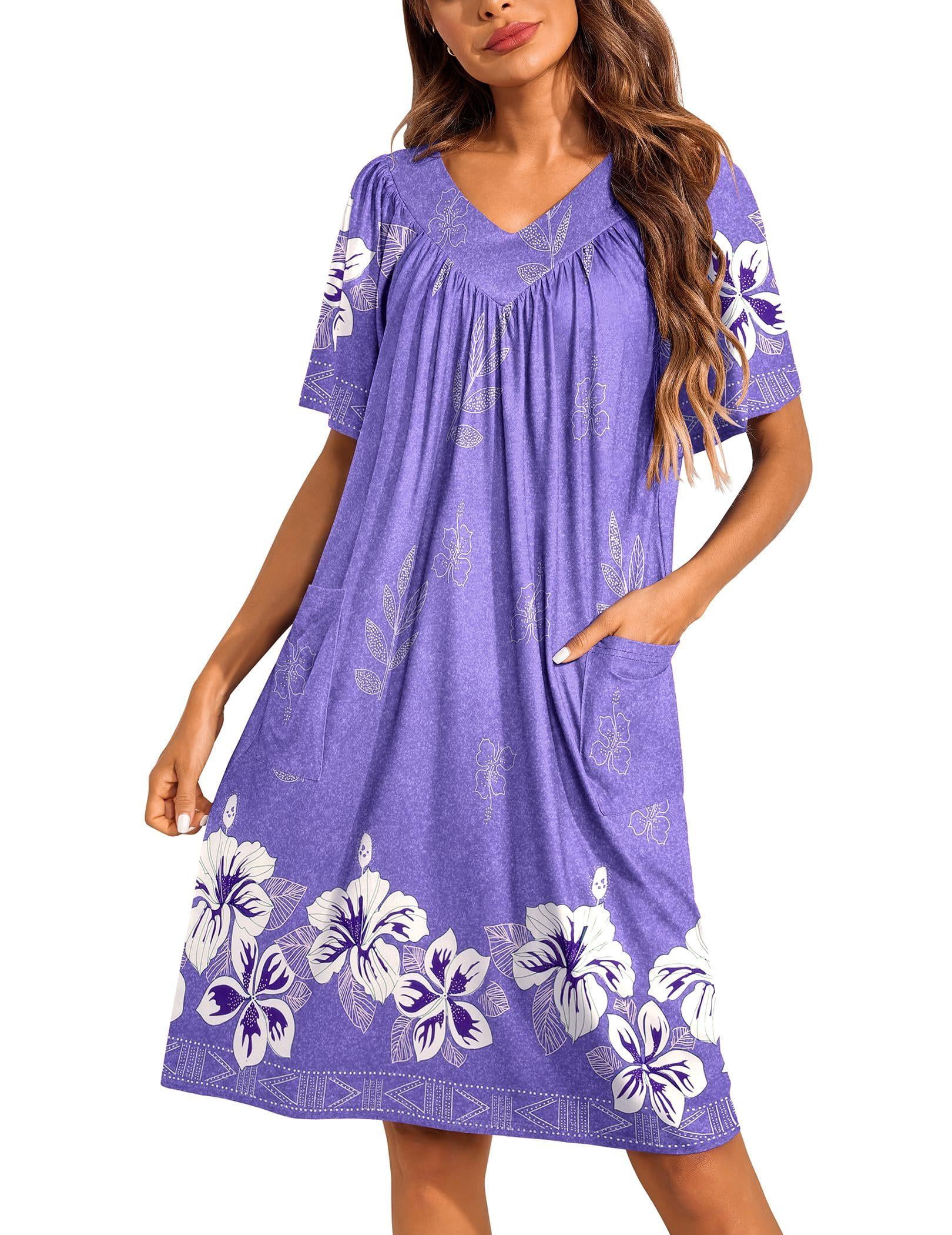 Ekouaer Moo Moos for Wommen Floral Print House Dress with Pockets ...