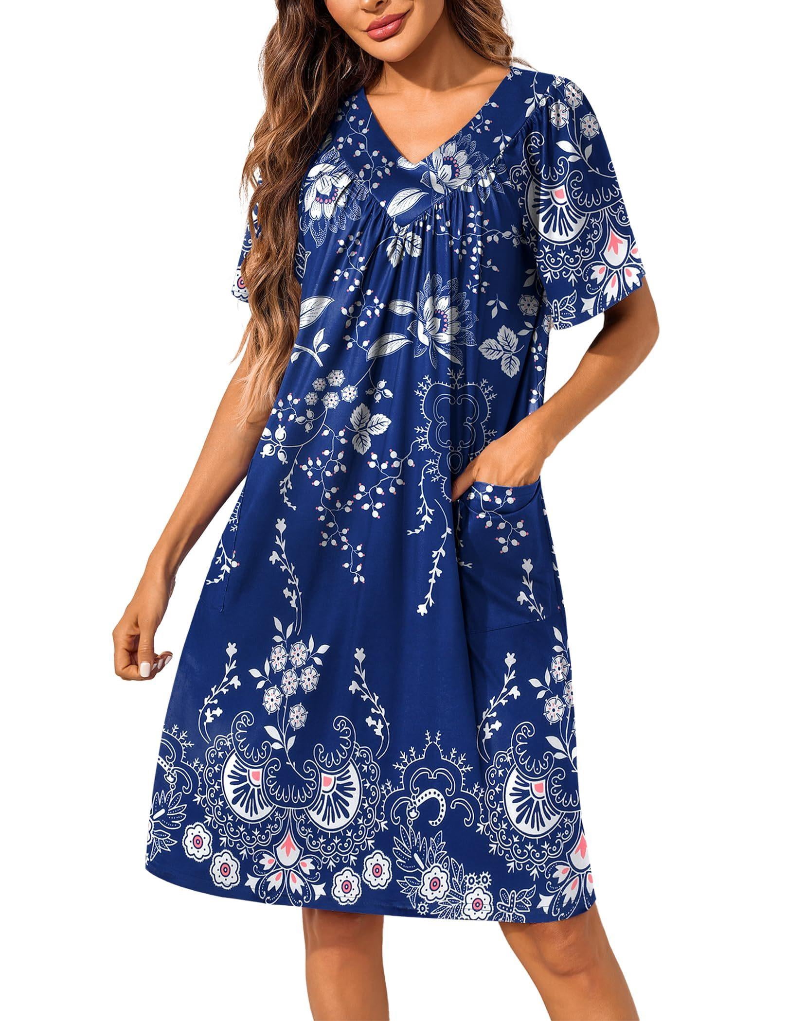 Ekouaer Moo Moos for Wommen Floral Print House Dress with Pockets ...
