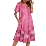 Ekouaer Nightgowns for Women Short Sleeve House Dress with Pockets ...
