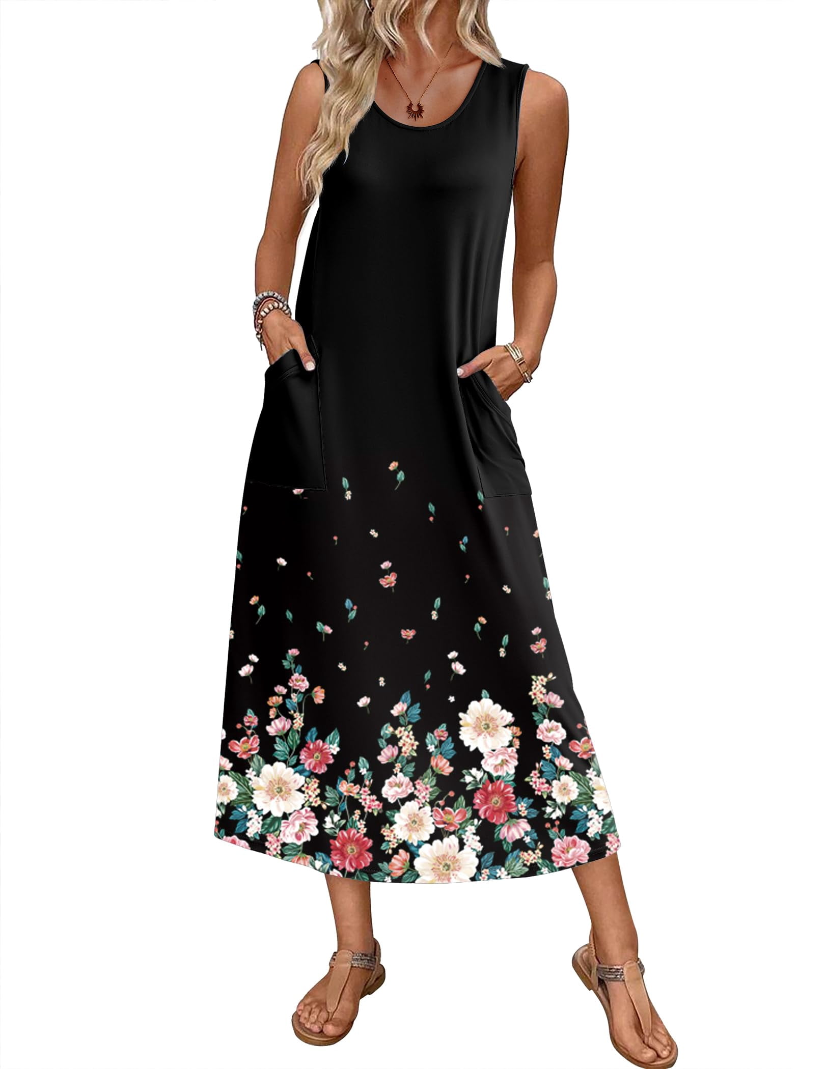 Ekouaer Nightgowns for Women Sleeveless Sleepshirt Long Print House ...