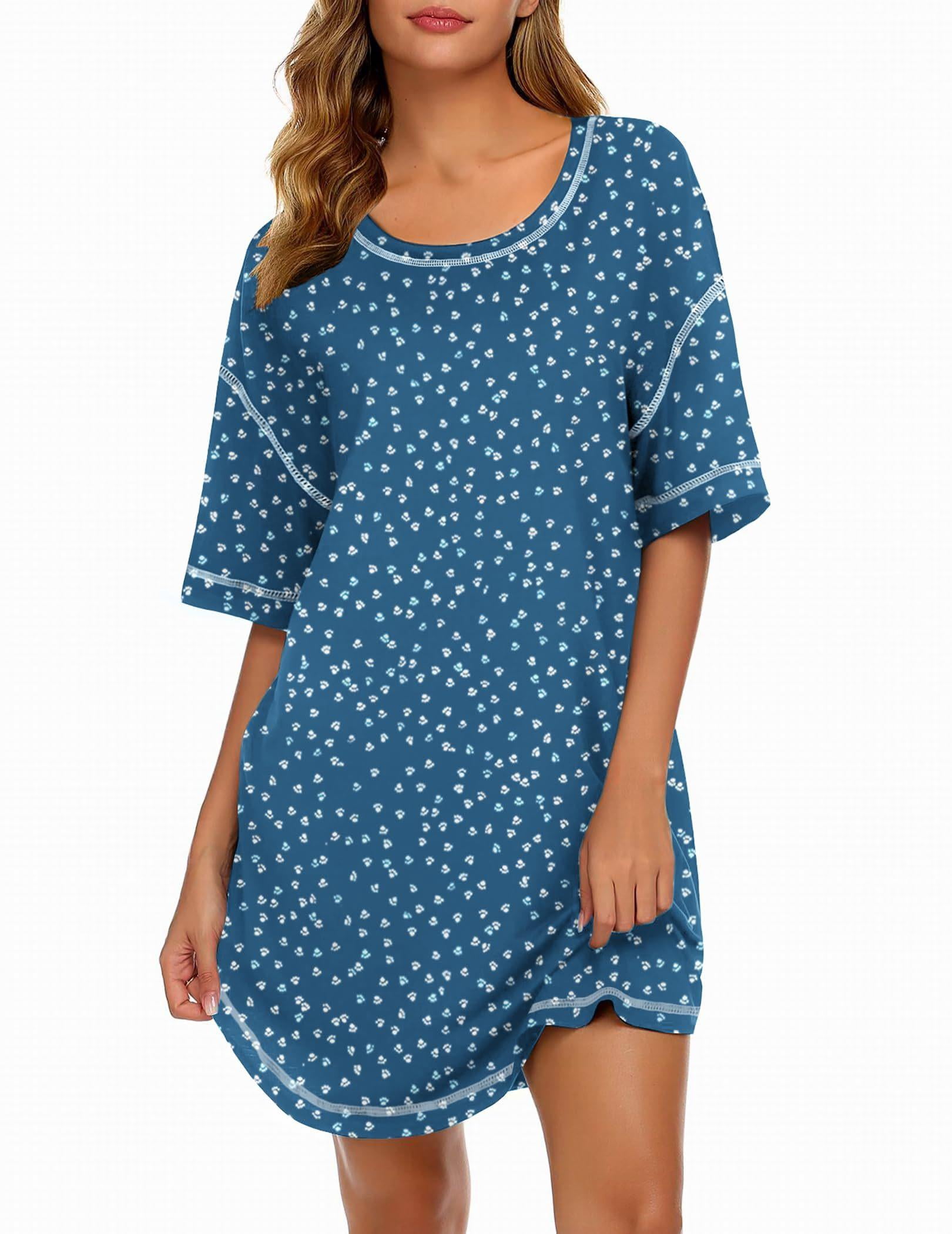 Ekouaer Nightgowns for Women Soft Sleep Shirt Short Sleeve Night Shirt ...