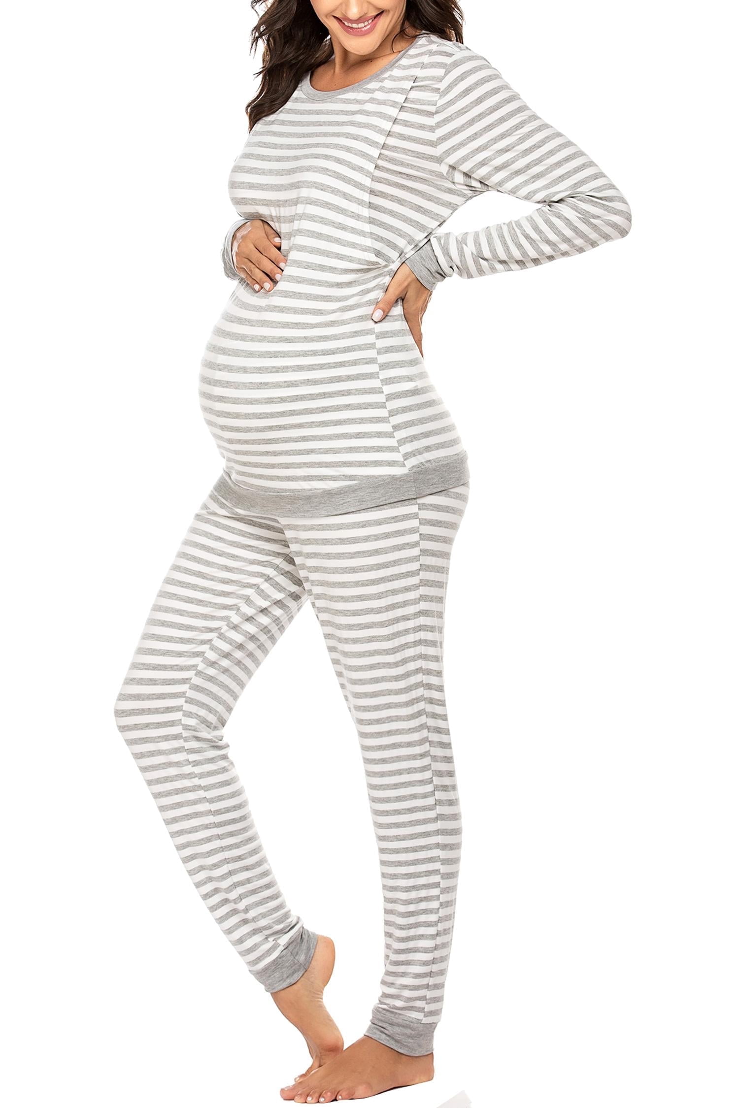 Ekouaer Womens Maternity Pajama Set Long Sleeve Nursing Sleepwear ...