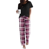 Ekouaer Pajama Sets for Women Round Neck Pjs Short Sleeve Sleepwear ...