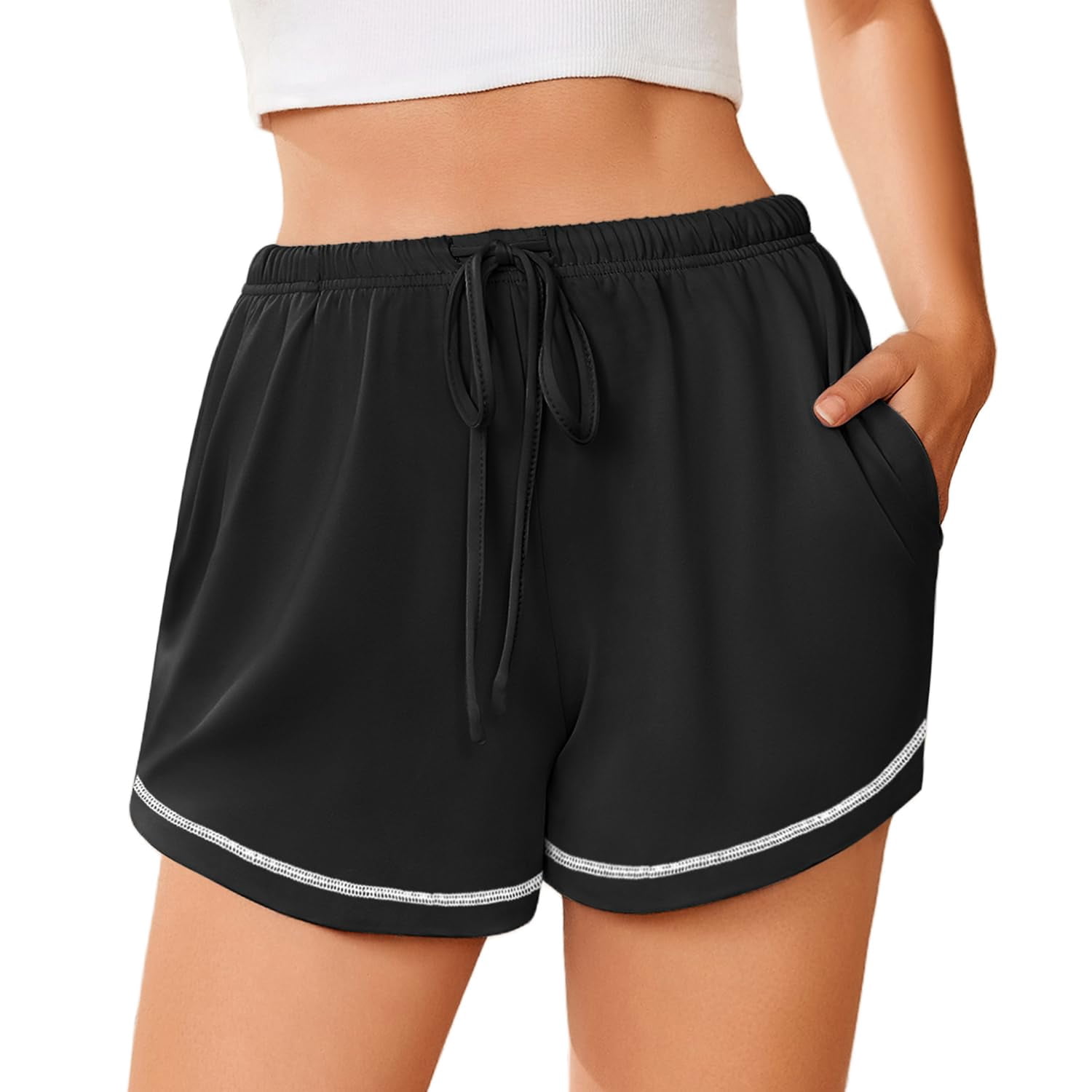 Ekouaer Pajama Shorts for Women, Soft Sleep Shorts with Pockets ...