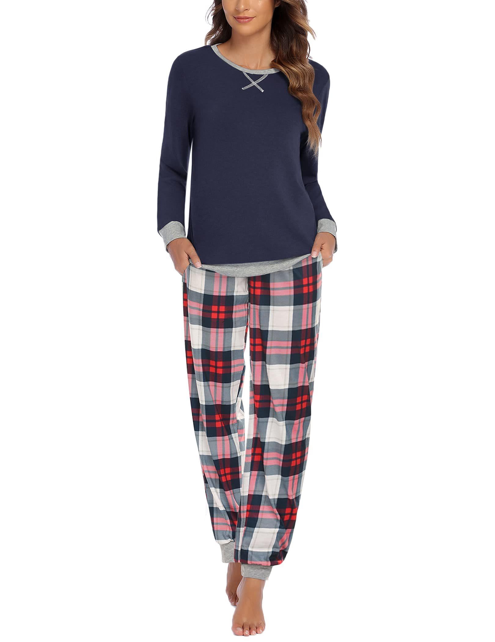 Ekouaer Pajamas For Women Comfy Long Sleeve Jogger Set Lounge Pjs Set ...