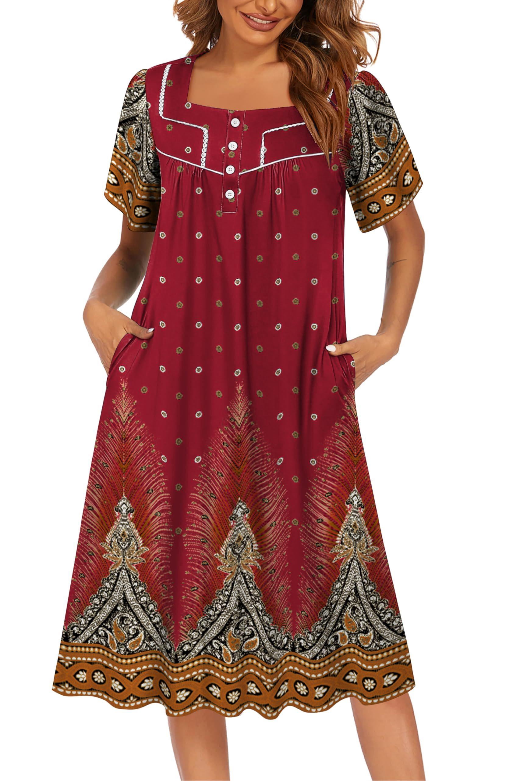 Ekouaer Patio Dress Housecoat Dusters Soft Pajamas Dresses Women's ...