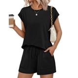 Ekouaer Two Piece Sets for Women Summer Crew Neck Lounge Short Sets Cap ...