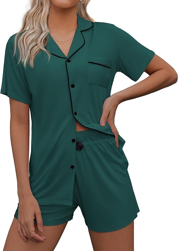 Ekouaer Women Classic Button Down Soft Short Pajamas Set - Walmart.com