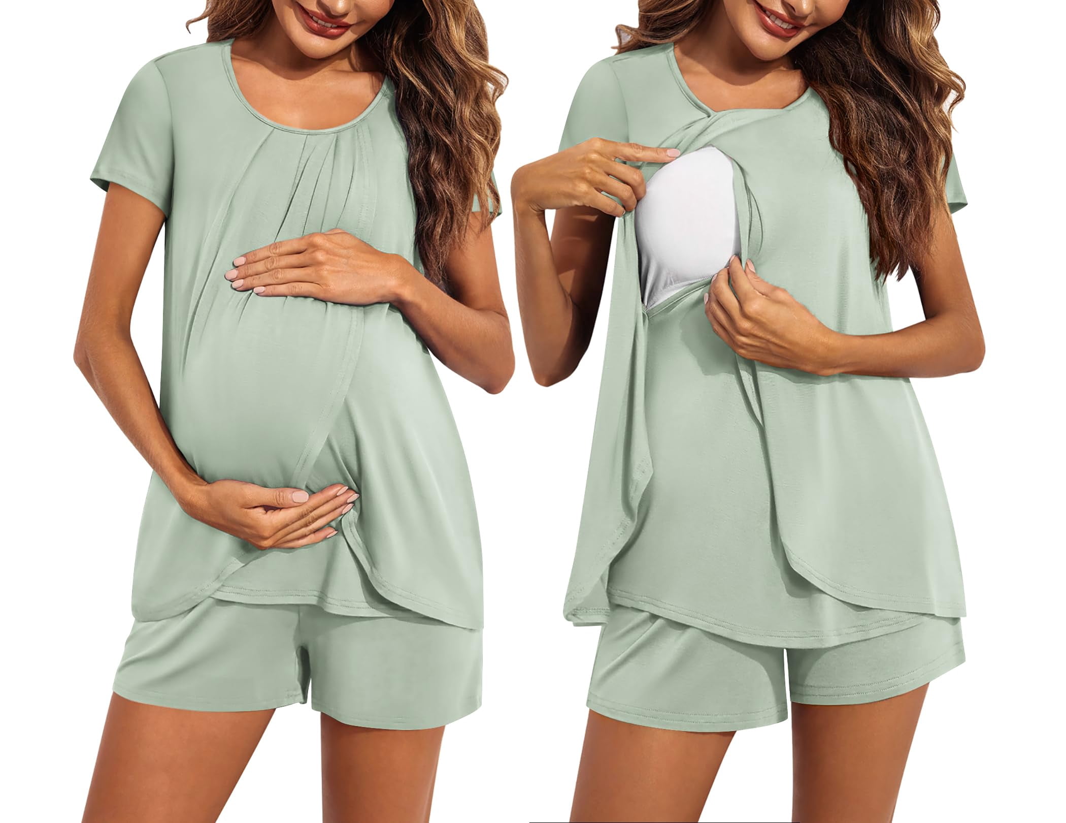Ekouaer Women Maternity Nursing Set 2 PCS Postpartum Pajamas ...