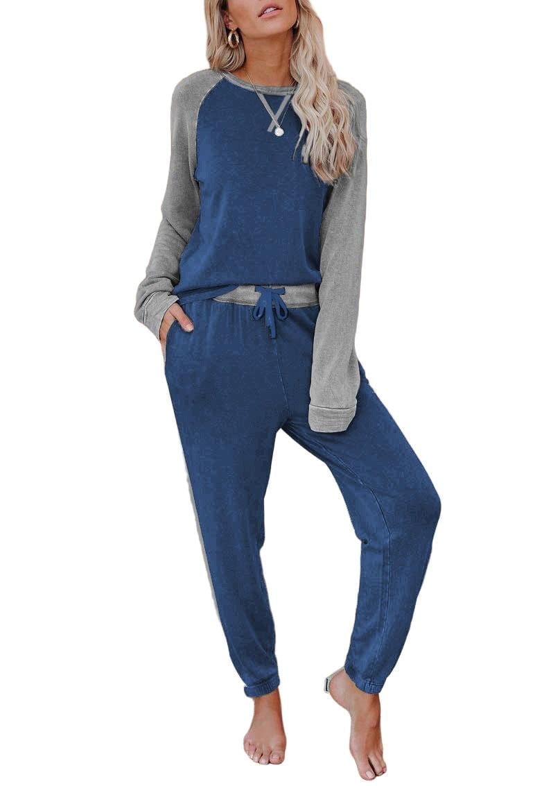Ekouaer Women's Pajama Set Long-Sleeved Pajama Set Loungewear Pullover ...