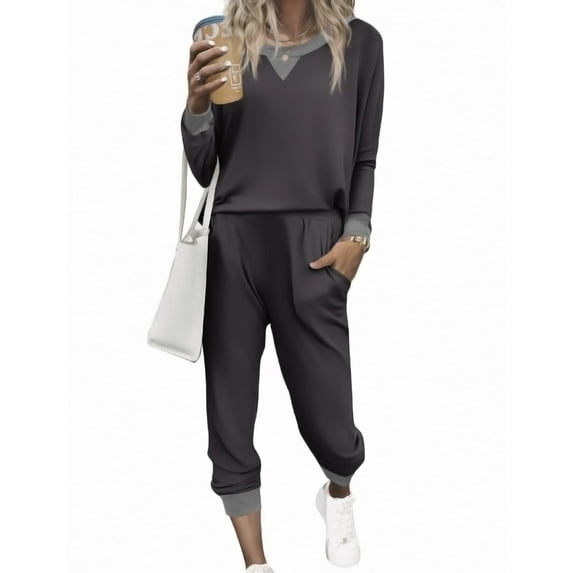 Ekouaer Womens Jogger Pajama Set Long Sleeve Pjs 2 Piece Gingham Lounge ...