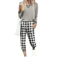 Ekouaer Womens Jogger Pajama Set Long Sleeve Pjs 2 Piece Gingham Lounge ...