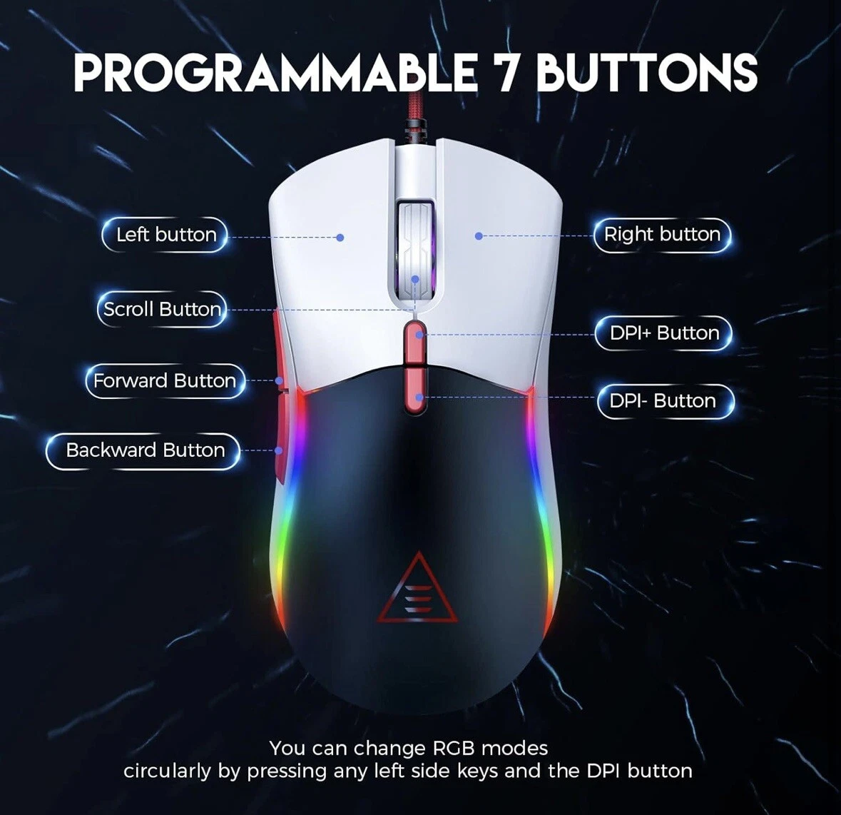 Eksa Em200 Customizable Gaming Mouse 1200 Dpi 2 Covers (Black & White ...