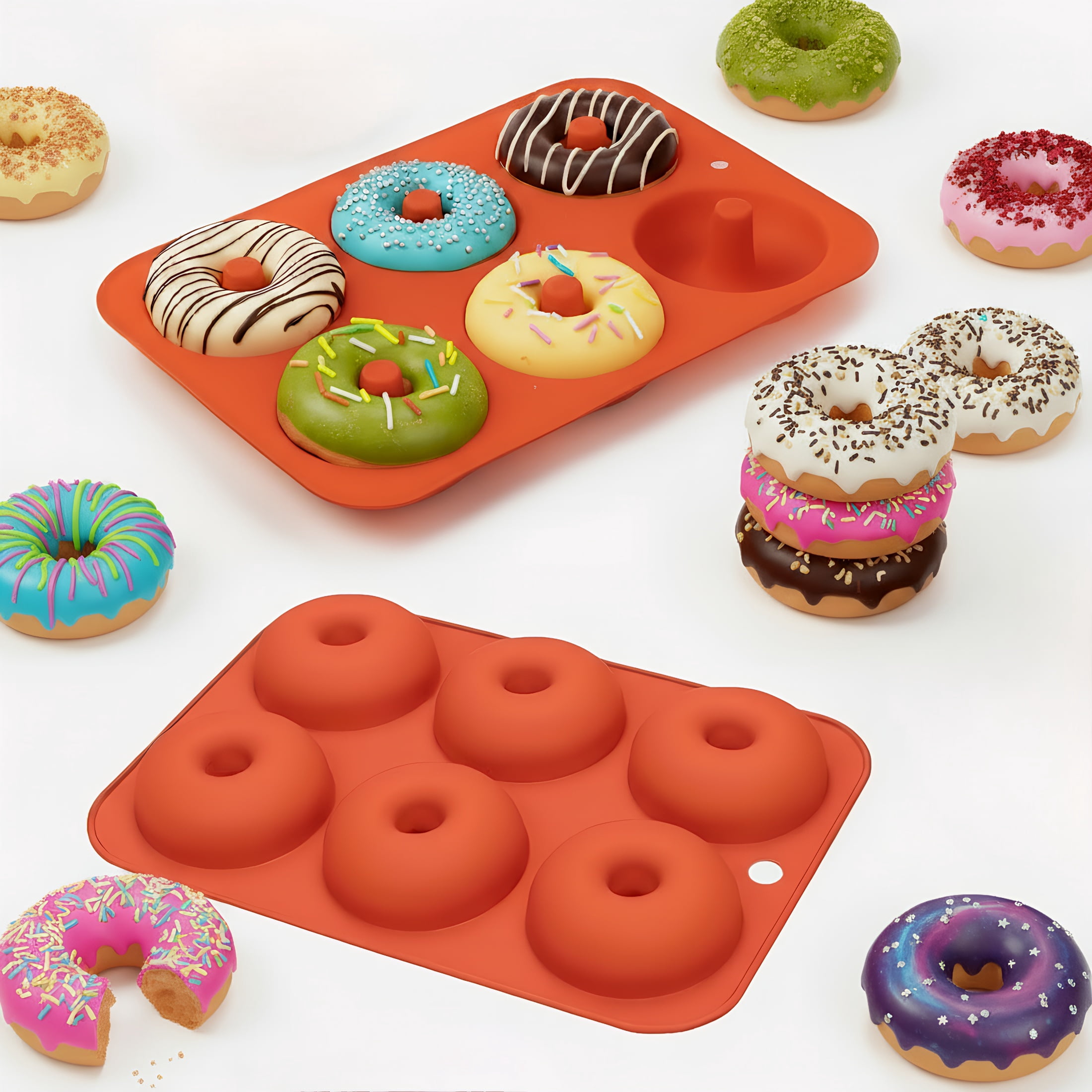 Ekuci LFGB Silicone Donut Mold - Set of 2, Non-Stick, Dishwasher Safe ...