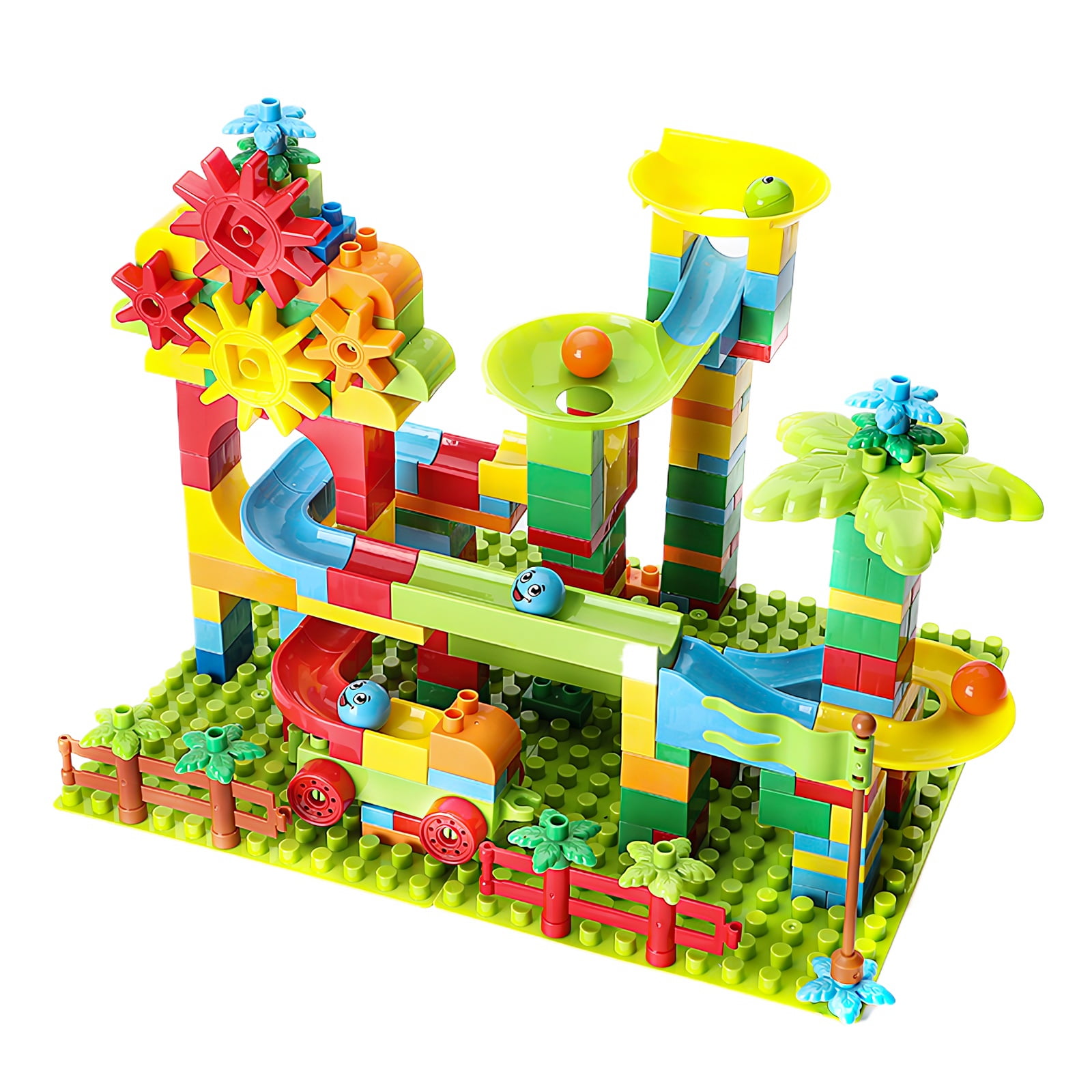 Ekuzi Toddler Blocks Toys Set, 195PCS Building Block Wishing Village ...