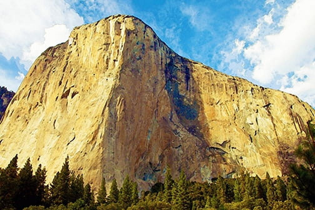 El Capitan Granite Cliff Yosemite National Park Watercolor Painting ...