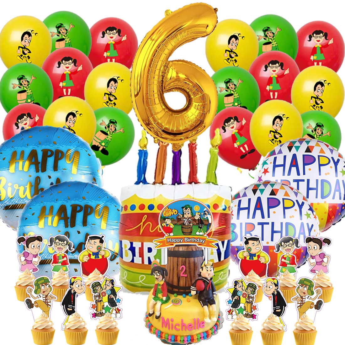 El Chavo Party Supplies 6th Decor Kit Balloons Birthday Cake Topper ...
