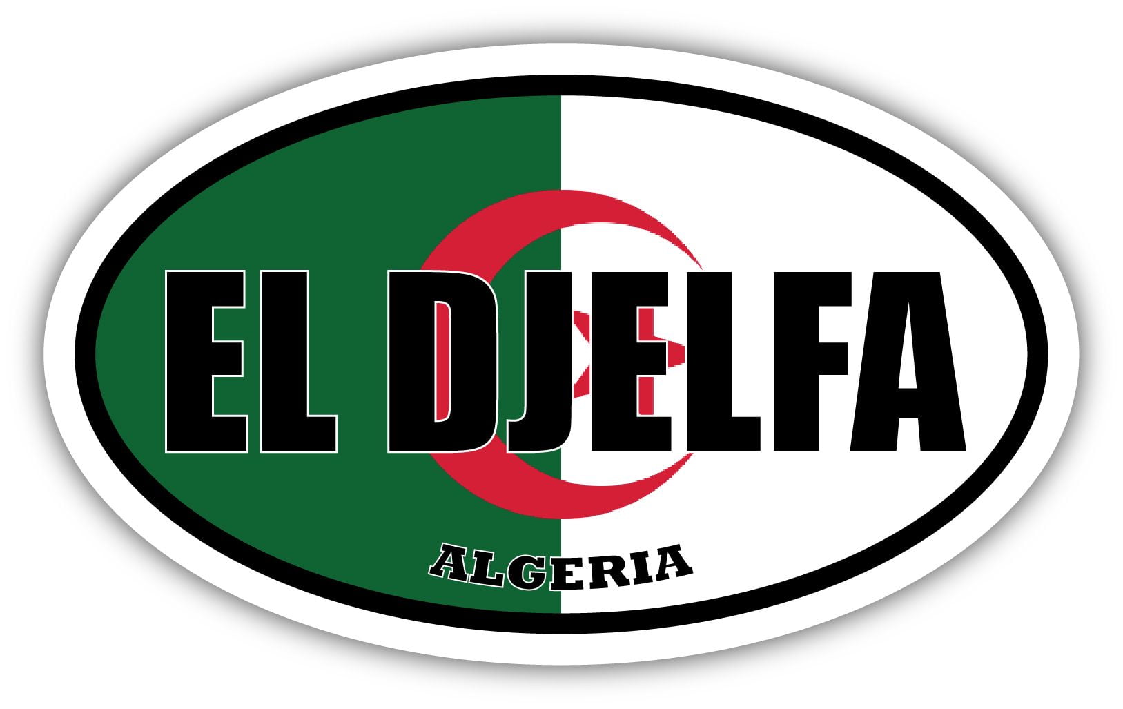 El Djelfa Algeria Flag Oval Decal Vinyl Bumper Sticker 3x5 inches ...
