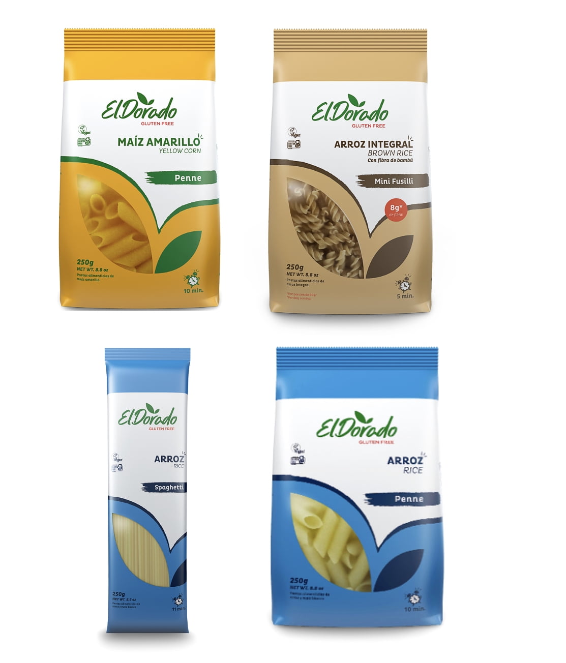 El Dorado Gluten Free, Vegan Corn and Rice Pasta. Tasting Kit Pack of 8 ...