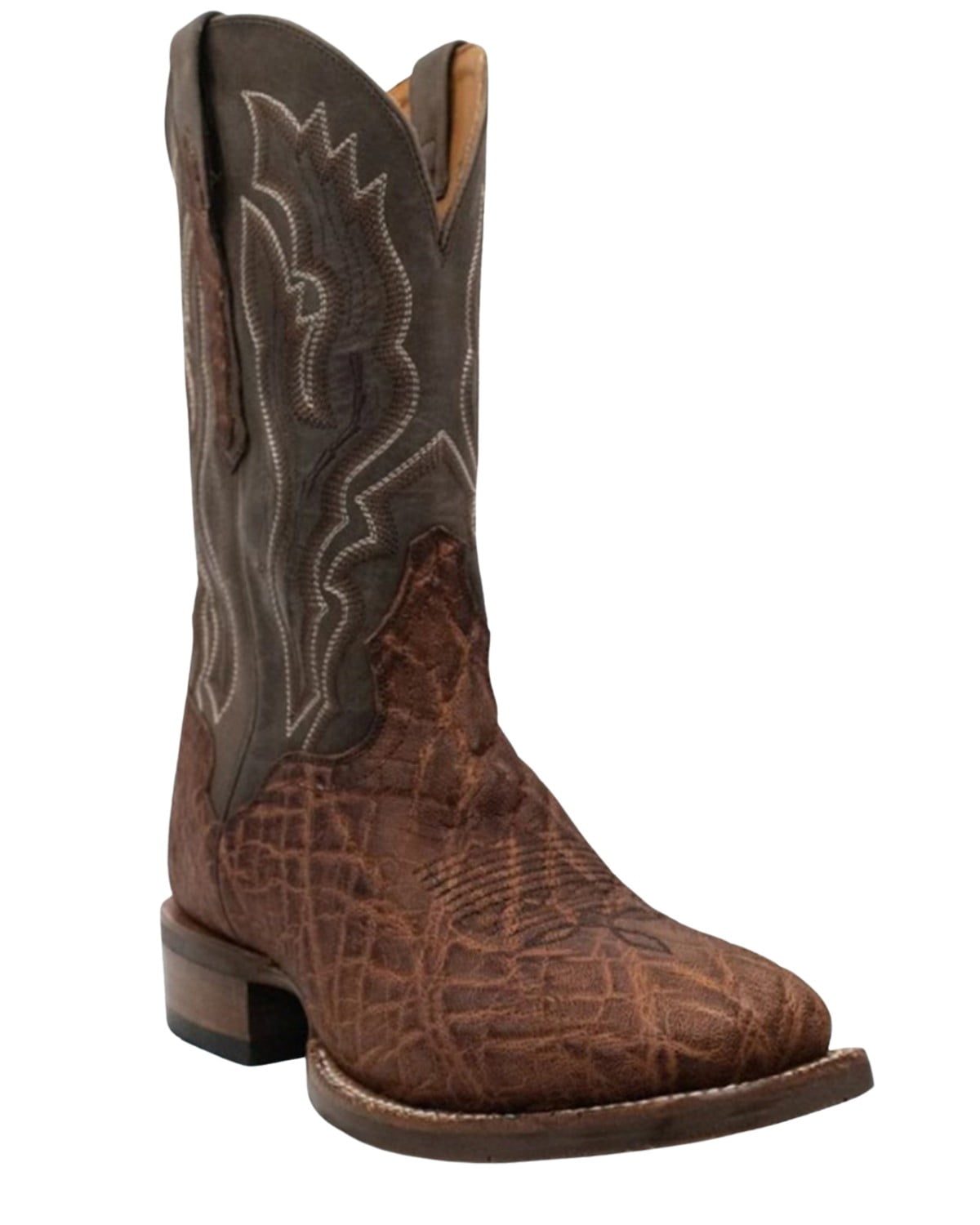 El Dorado Men's Brass African Elephant Exotic Boot Broad Square Toe ...