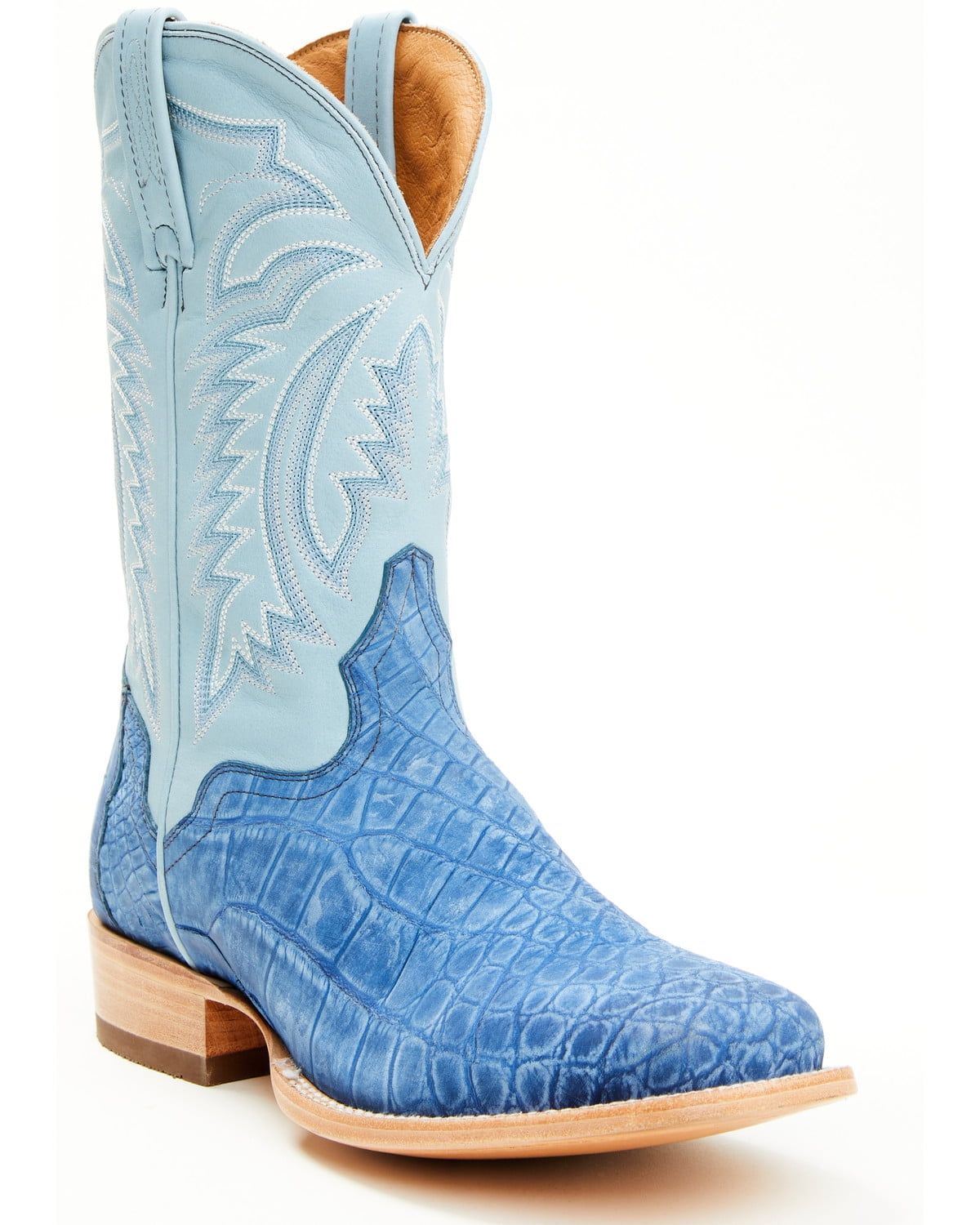 El Dorado Men's Exotic American Alligator Western Boot Broad Square Toe Blue 10 D(M) US ...