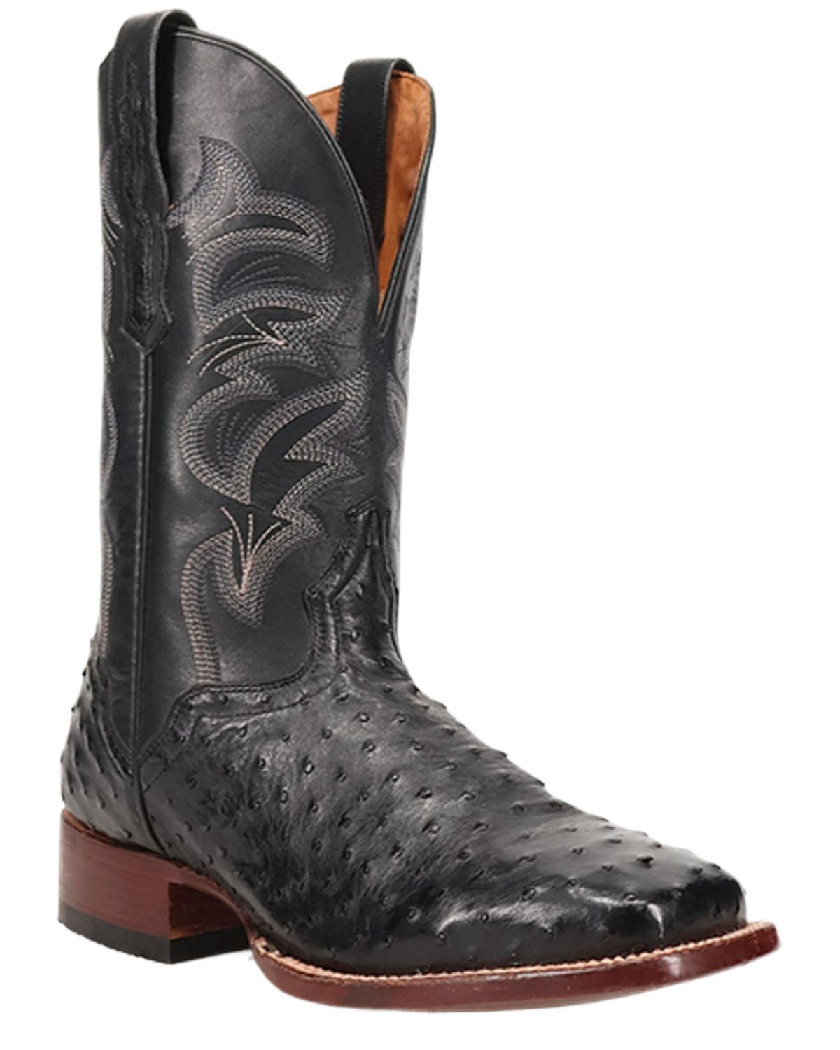 El Dorado Men's Handmade Full Quill Ostrich Stockman Boot Broad Square ...