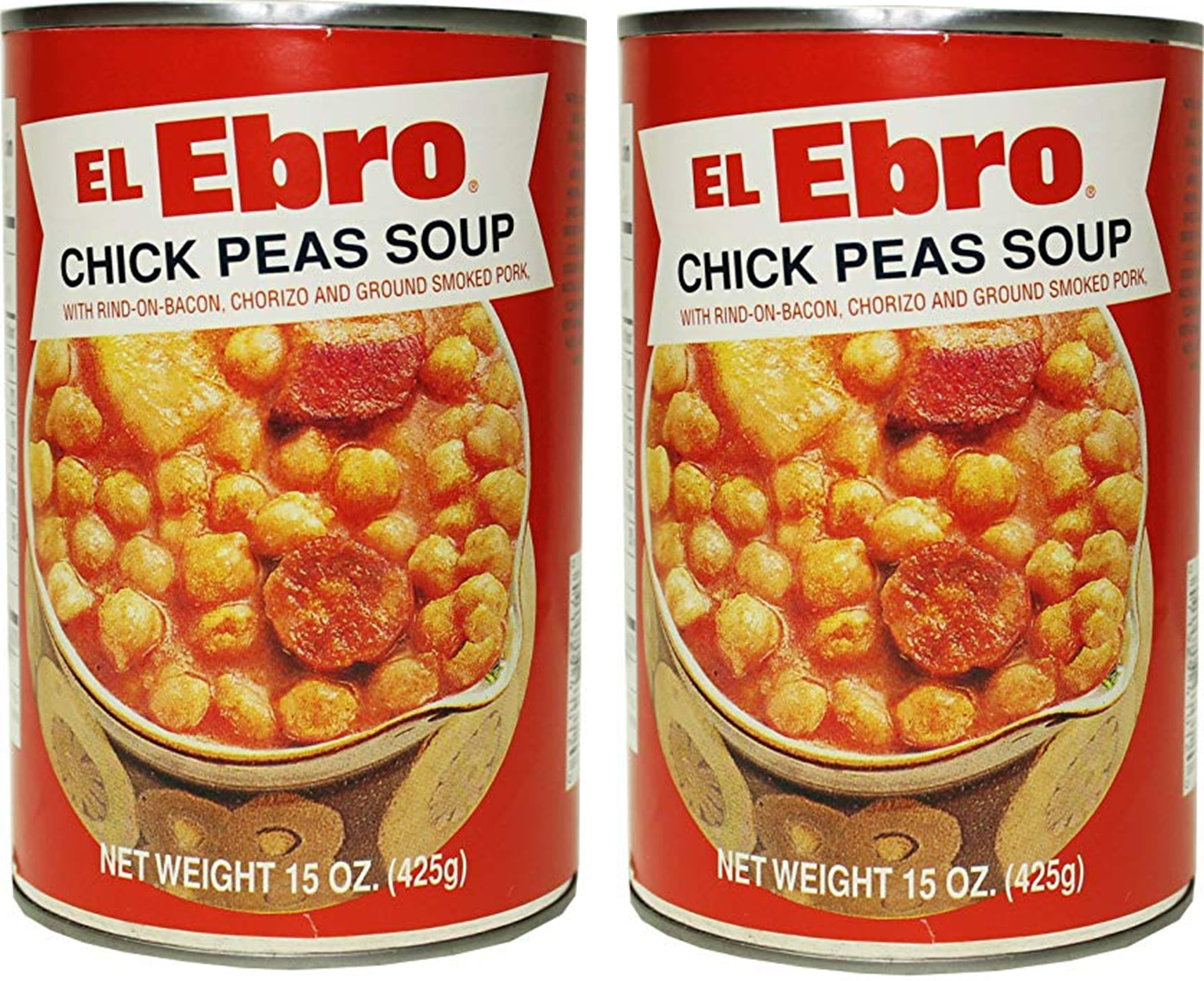 El Ebro Garbanzos Chick Peas with Bacon and Chorizo, 15 oz Pack of 2 ...