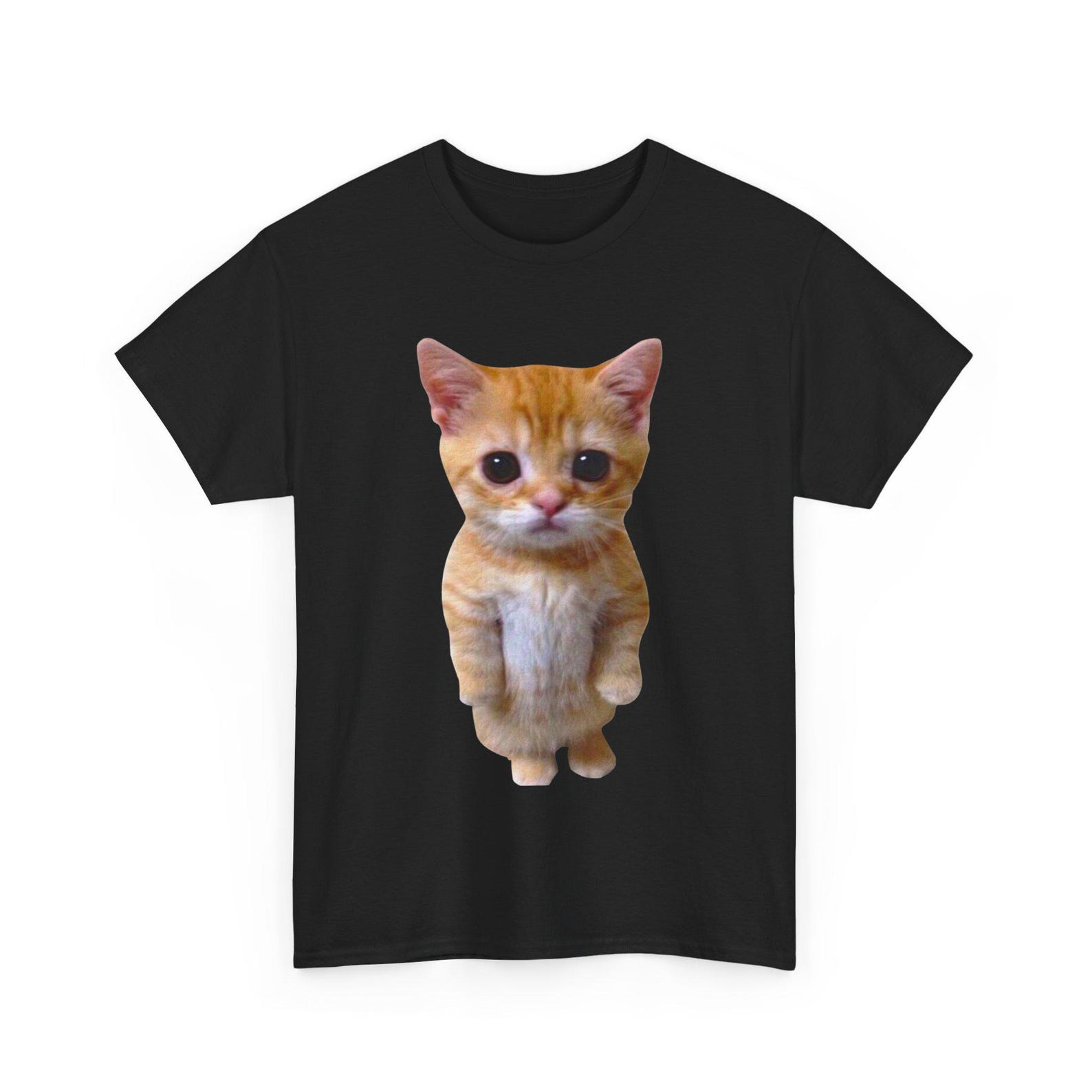 El Gato Sad Crying Munchkin Cat T-Shirt, Trendy Kitten Tee, Cute Cat ...