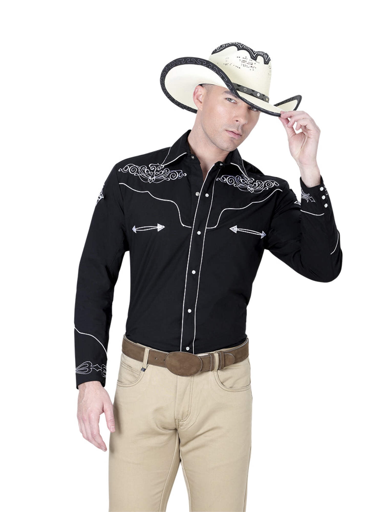 El General Embroidery Western Shirt Black/White 40983 - Walmart.com