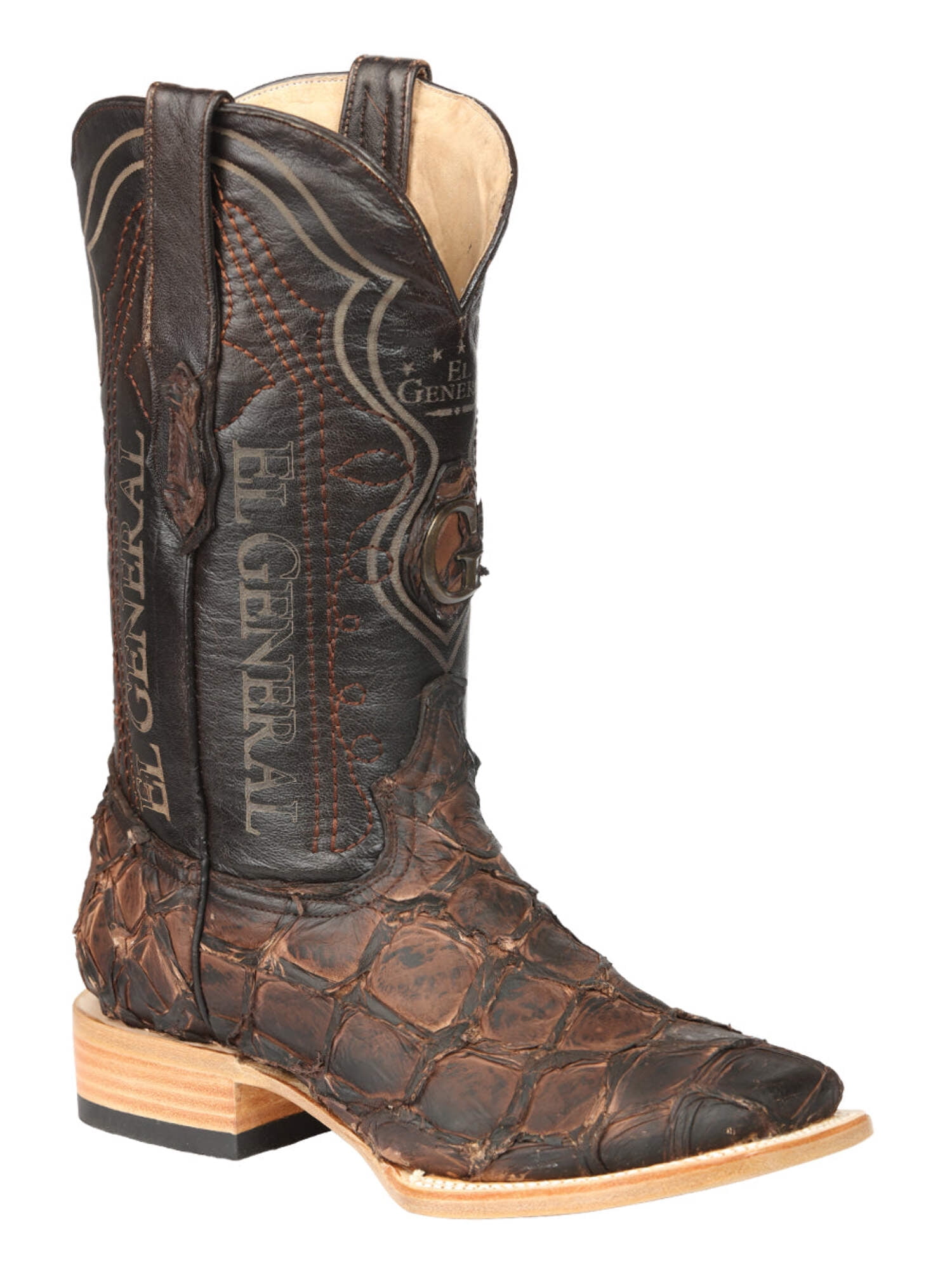 El General Men's Exotic Monster Fish Rodeo Cowboy Boots - Brown 45084 ...