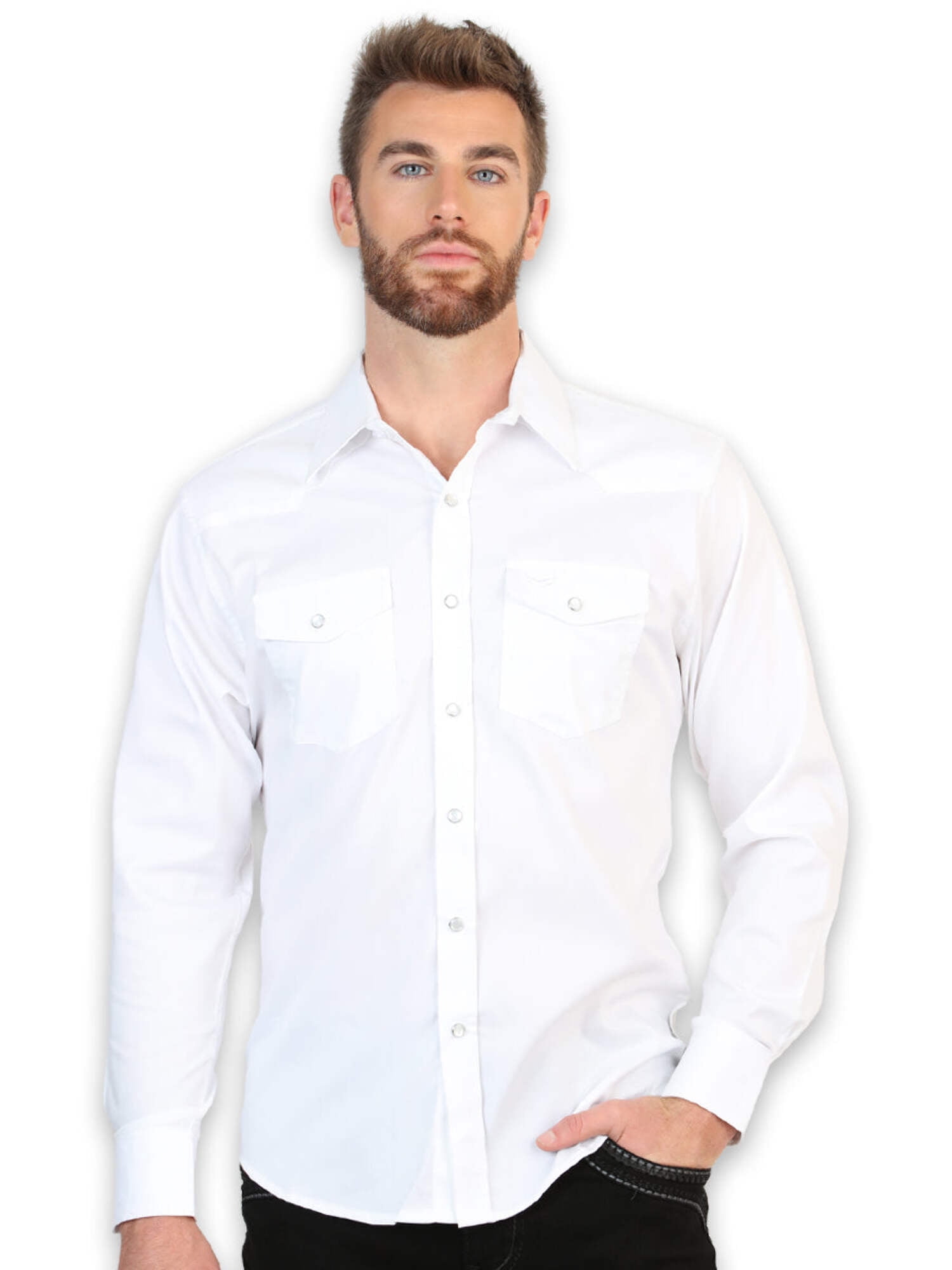 El General Men’s Slim Fit Long Sleeve Western Shirt - White 45613 ...