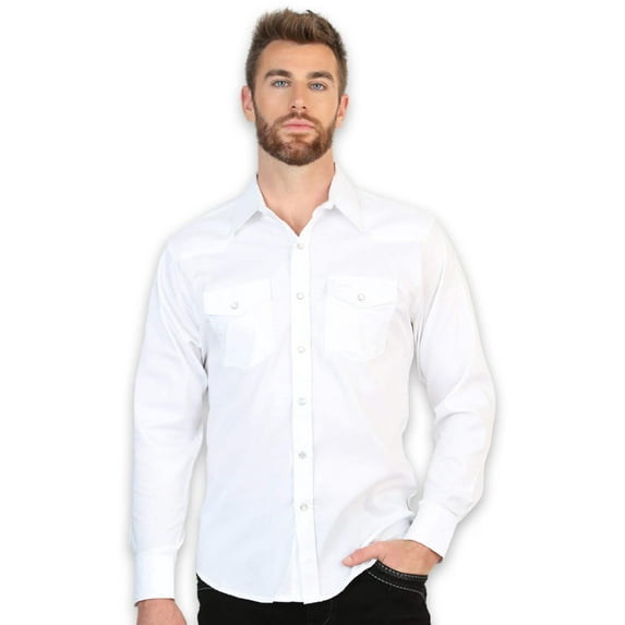 El General Men’s Slim Fit Long Sleeve Western Shirt - White 45613 ...