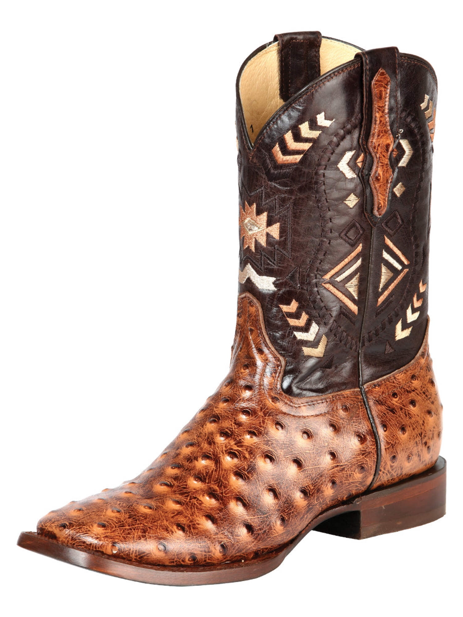 Men's Ostrich Print Cow Leather Western Cowboy Rodeo Boots 'El General ...