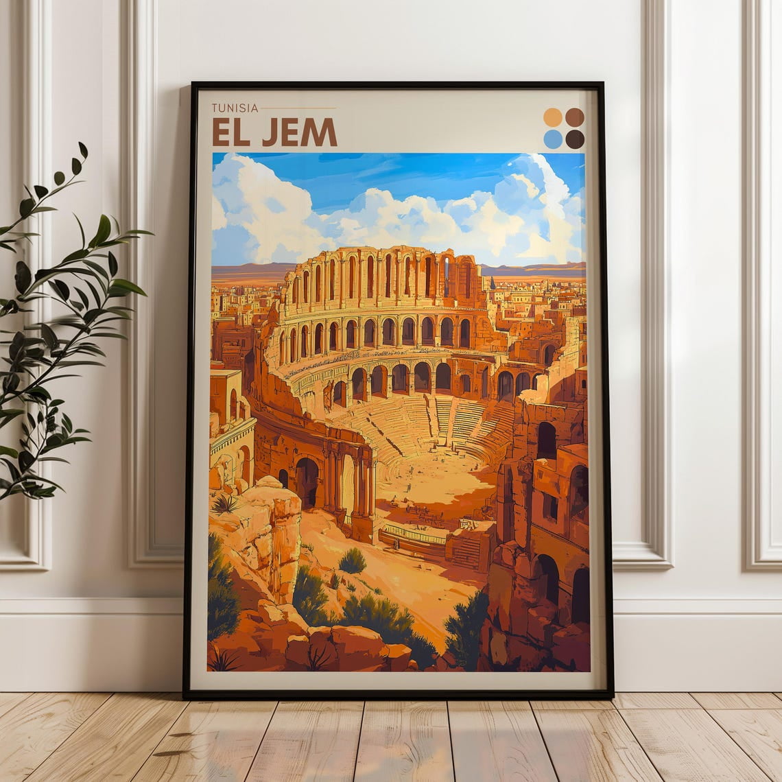 El Jem Travel Poster - Tunisia Wall Art Print, North Africa ...