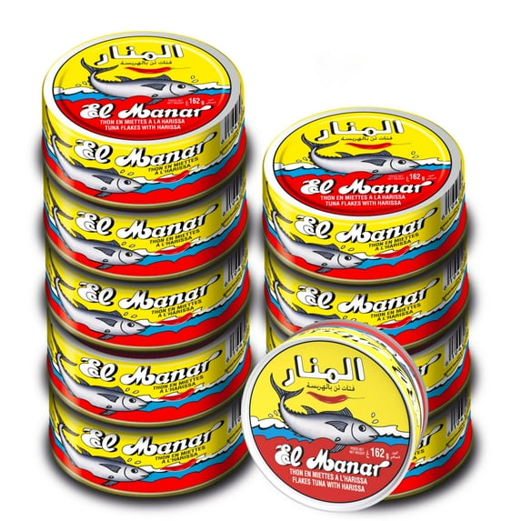 El Manar Solid Light Tuna in Harissa Sauce - 5.6 oz Pack of 3 - Canned ...
