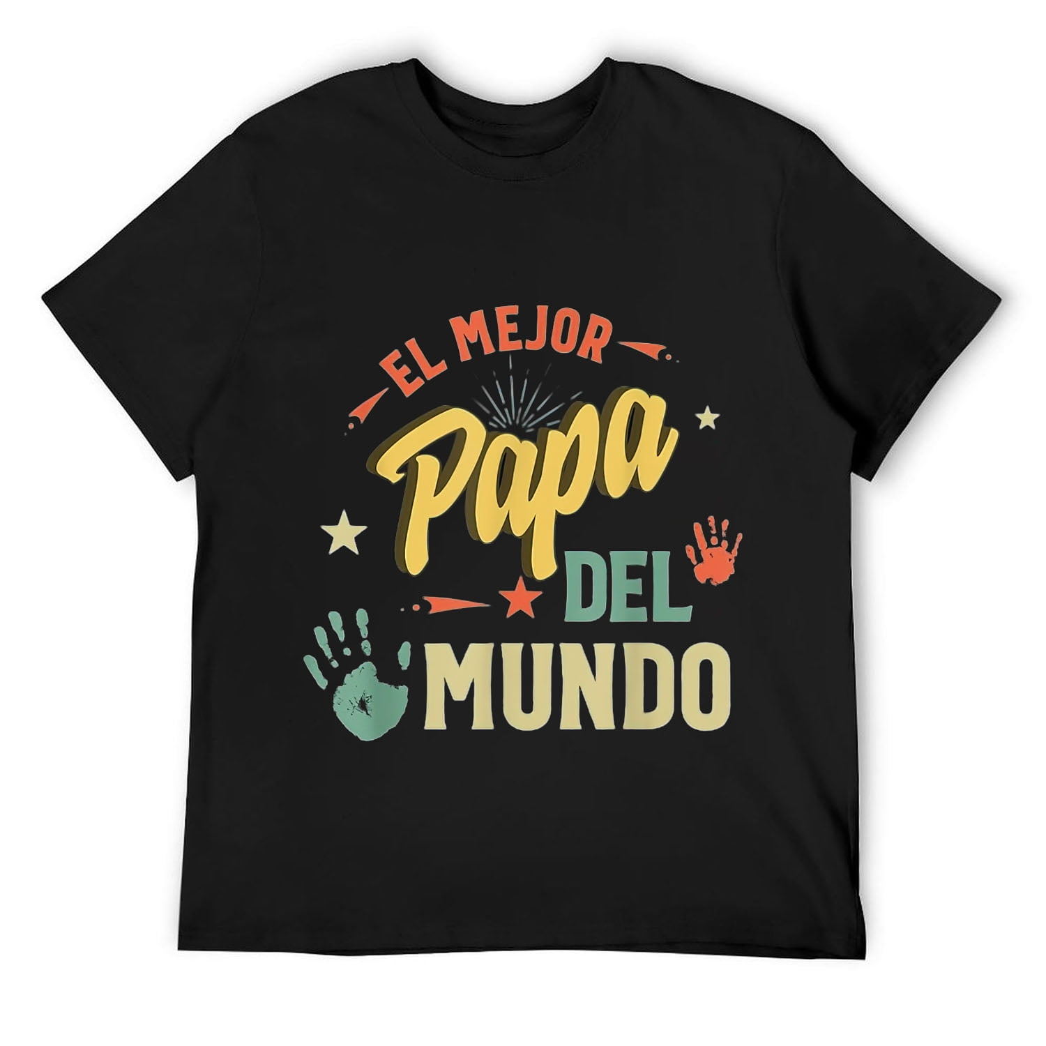 El Mejor Papa Del Mundo Men American Flag Decor Dad Papa T-Shirt Black ...