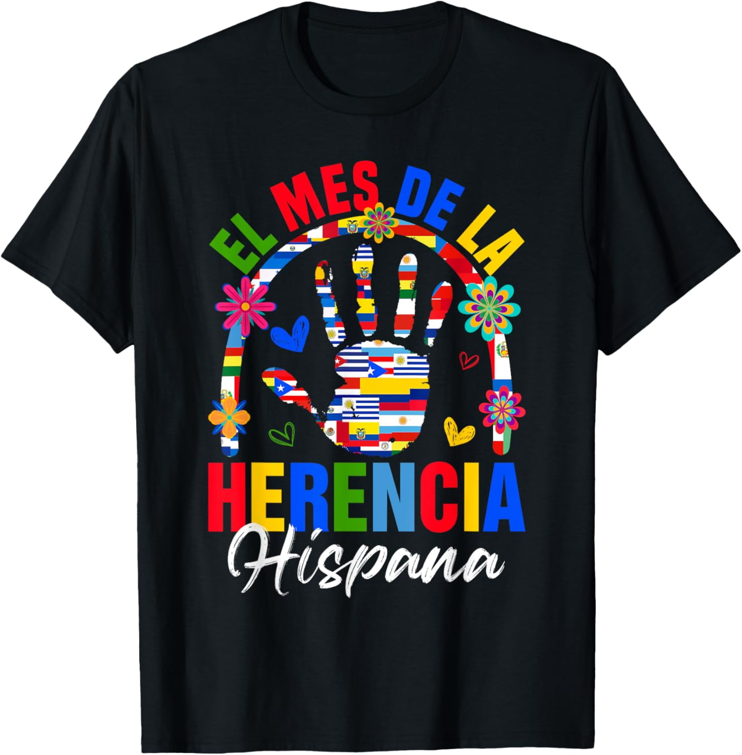 El Mes De La Herencia Hispana Hispanic Heritage Month Hand T-Shirt ...