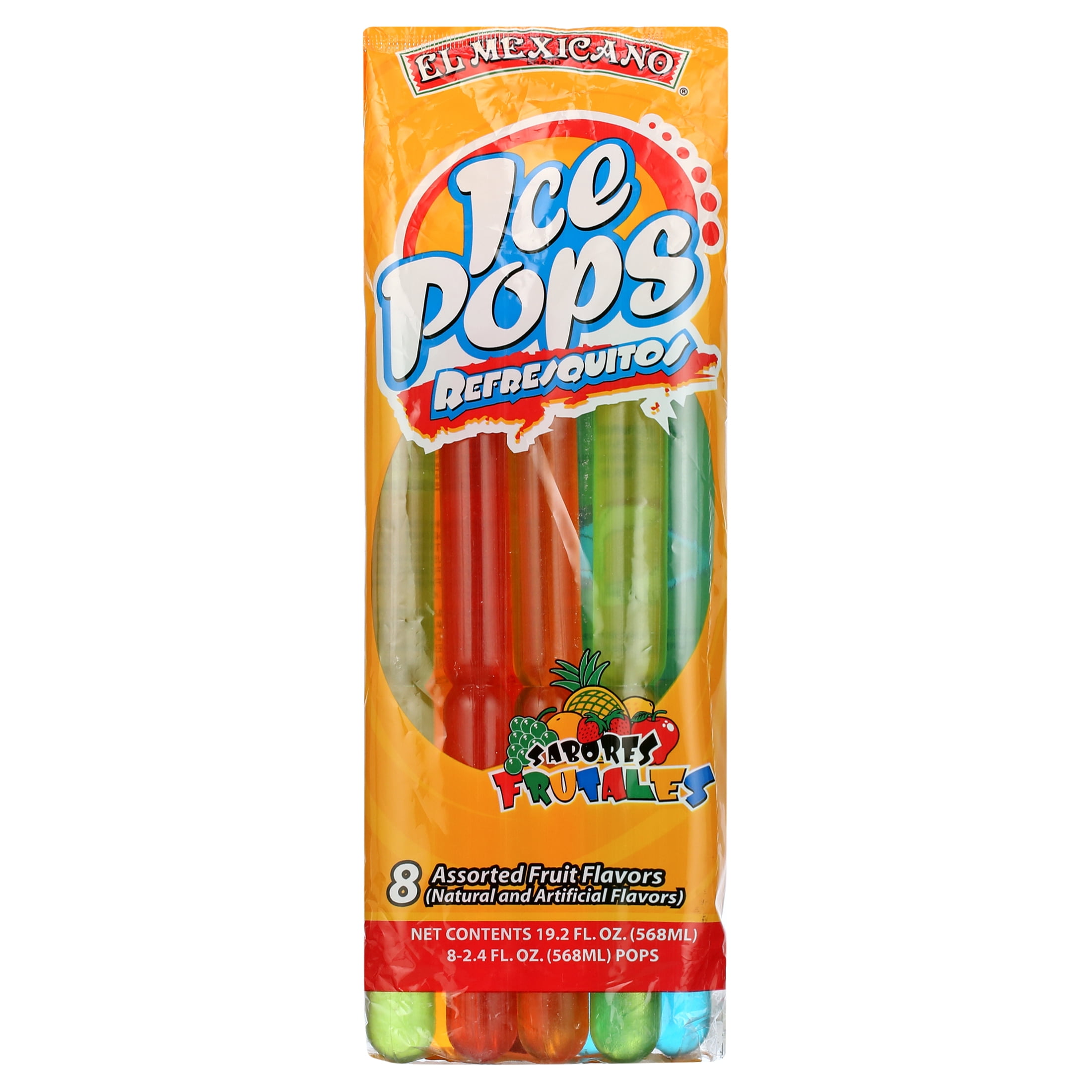 El Mexicano Ice Pops, Assorted Fruit Flavors, 2.4 floz, 8 Count ...